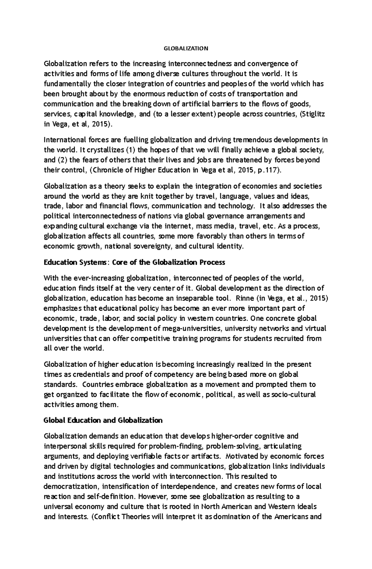 Globalization - learning module - GLOBALIZATION Globalization refers to ...