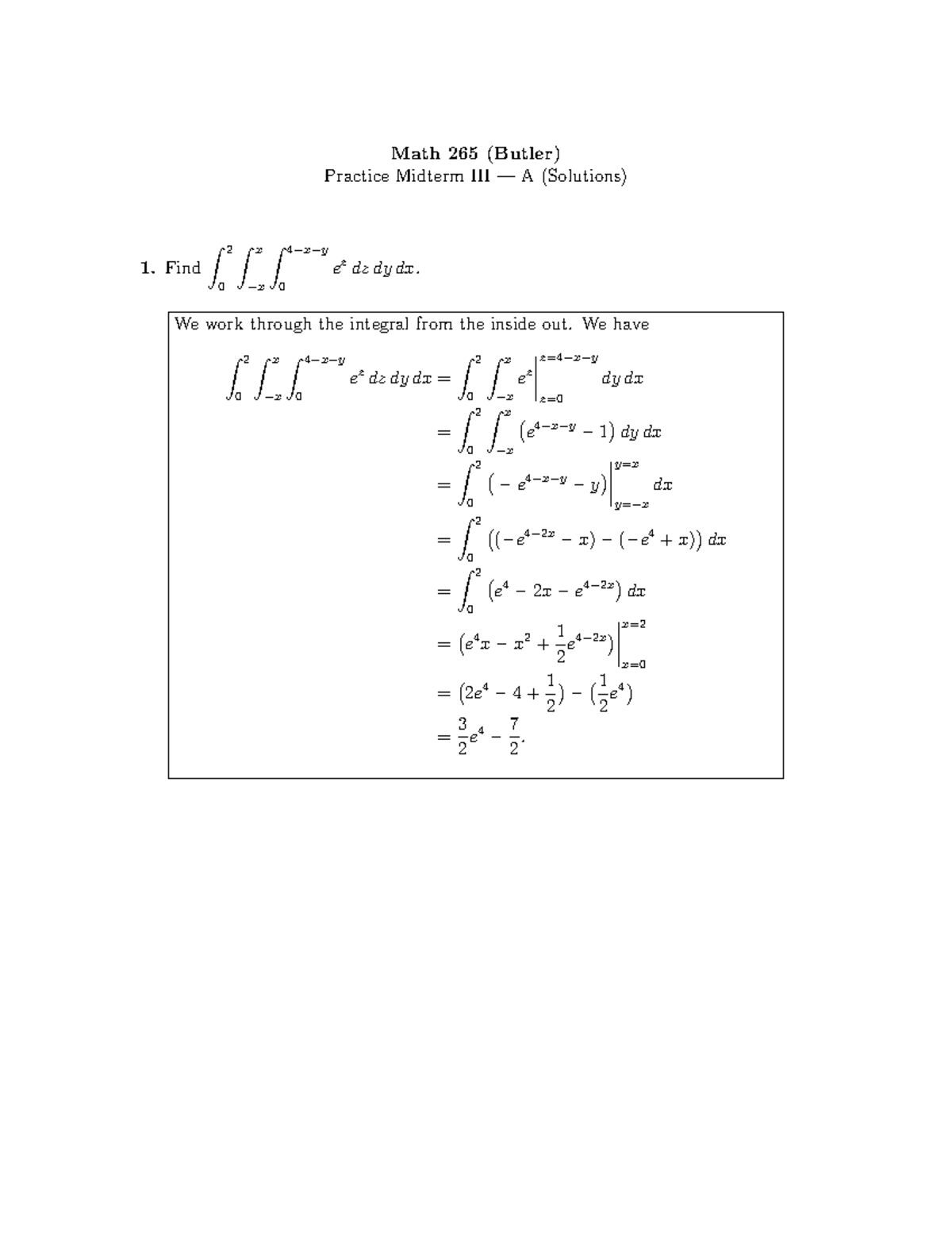 265F11PT3ASolns - helpful exams for the class - Math 265 (Butler ...