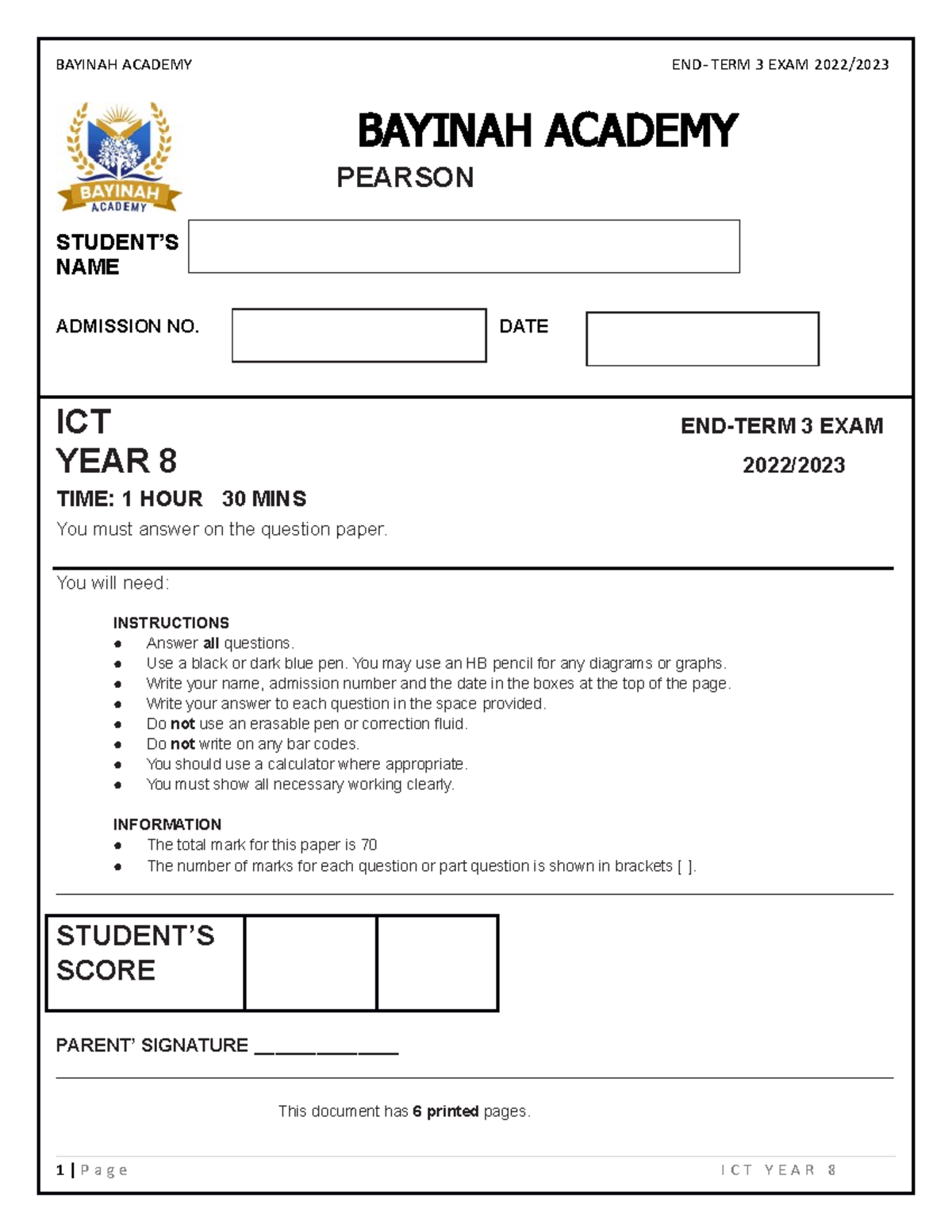Year 8 end term 3 - note - Information Technology - Studocu
