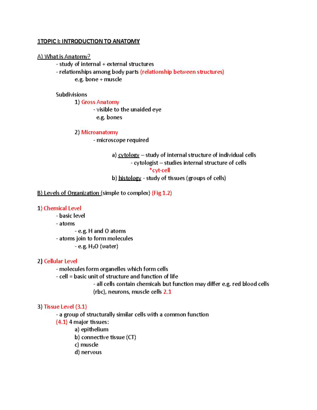 Topic I Introduction To Anatomy 1TOPIC I INTRODUCTION TO ANATOMY A