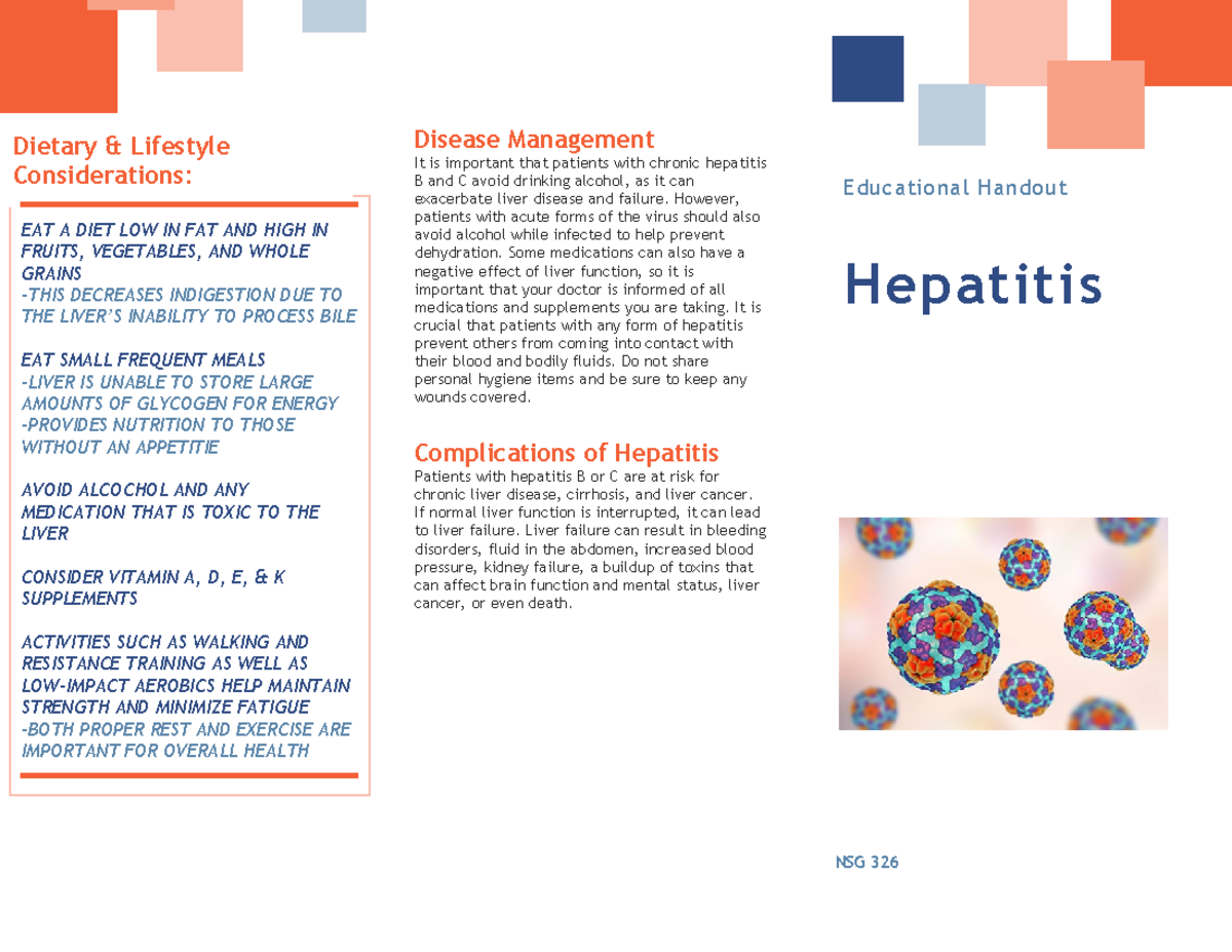 Hepatitis handout - Dietary Lifestyle Considerations: EAT A DIET LOW IN ...
