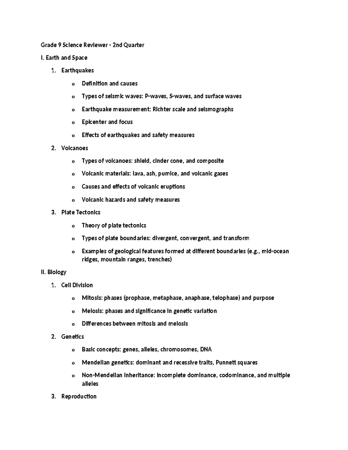 Grade 9 Science Reviewer - 2nd - Earth and Space 1. Earthquakes o ...