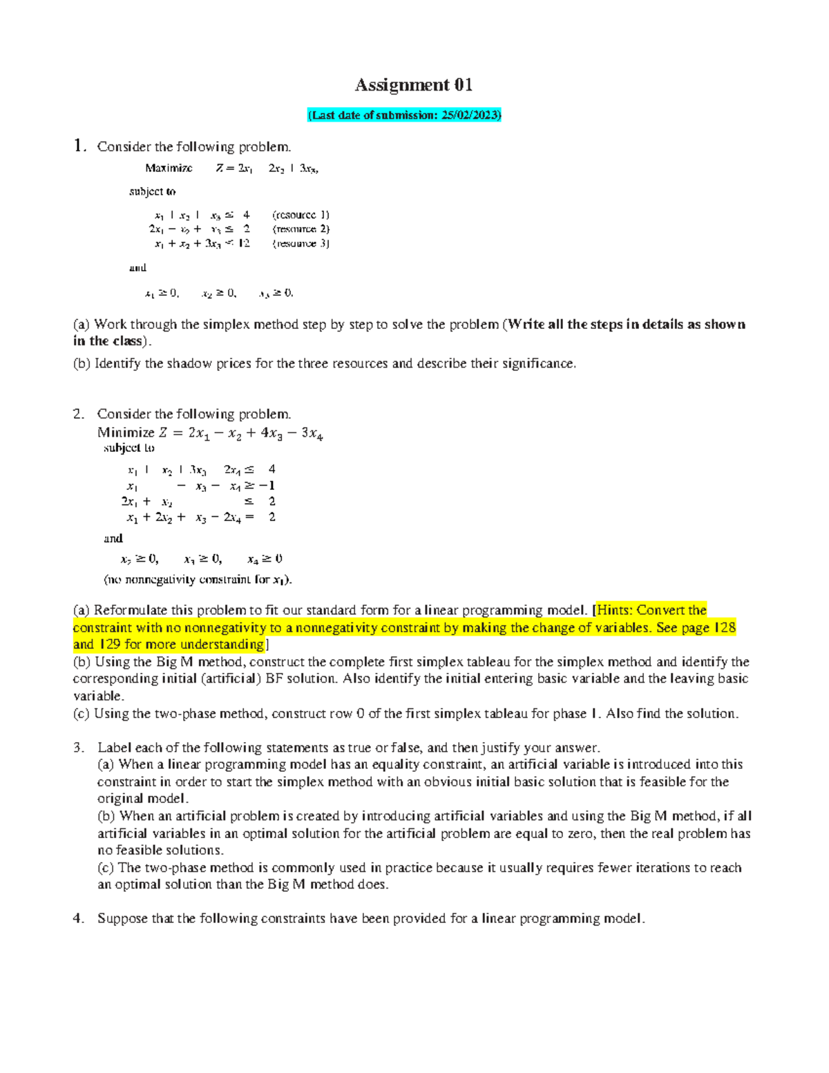 Assignment 01 2023 - Different Method for Problem Solving - Assignment 01 (Last date of ...