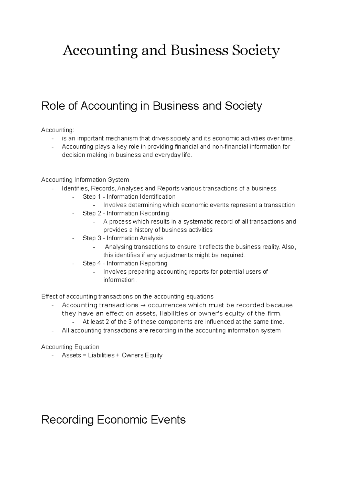 Accounting and Business Society - Accounting plays a key role in ...