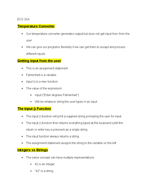 ECS 32A Day 11 - Python type conversion - ECS 32A Function Terminology ...