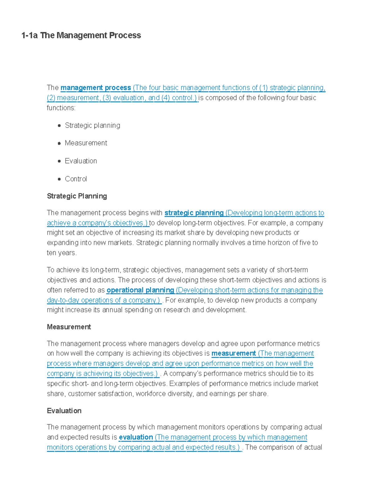 Textbook: 1-1a The Management Process - 1-1a The Management Process The ...