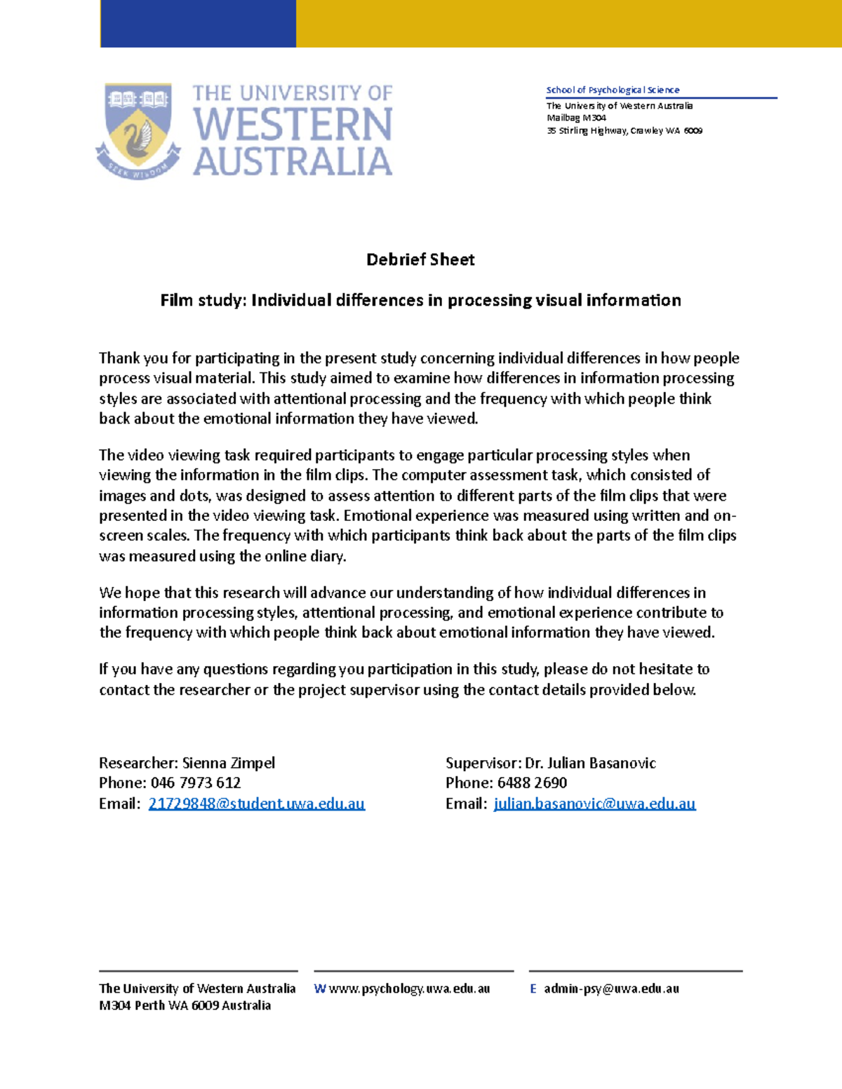 Debrief Sheet - PSYC3310 Research Proposal Marking Guide-2 - Debrief ...