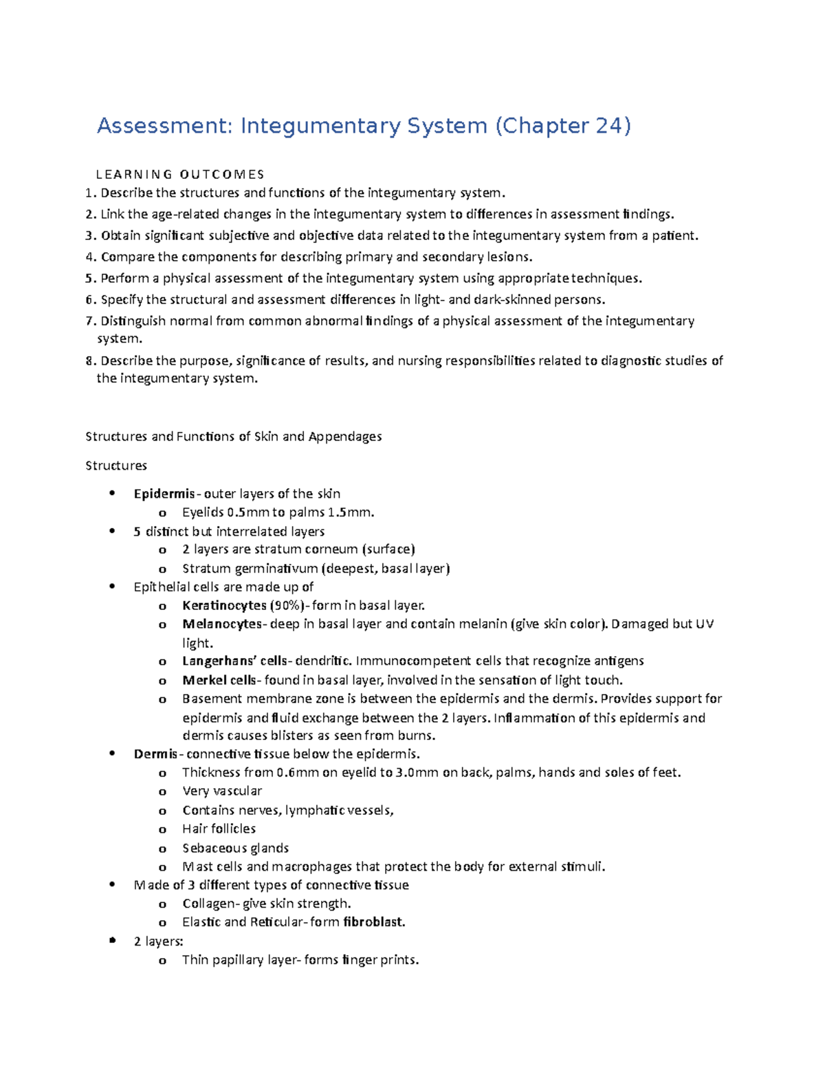 Assessment of Integumentary System - Assessment: Integumentary System ...