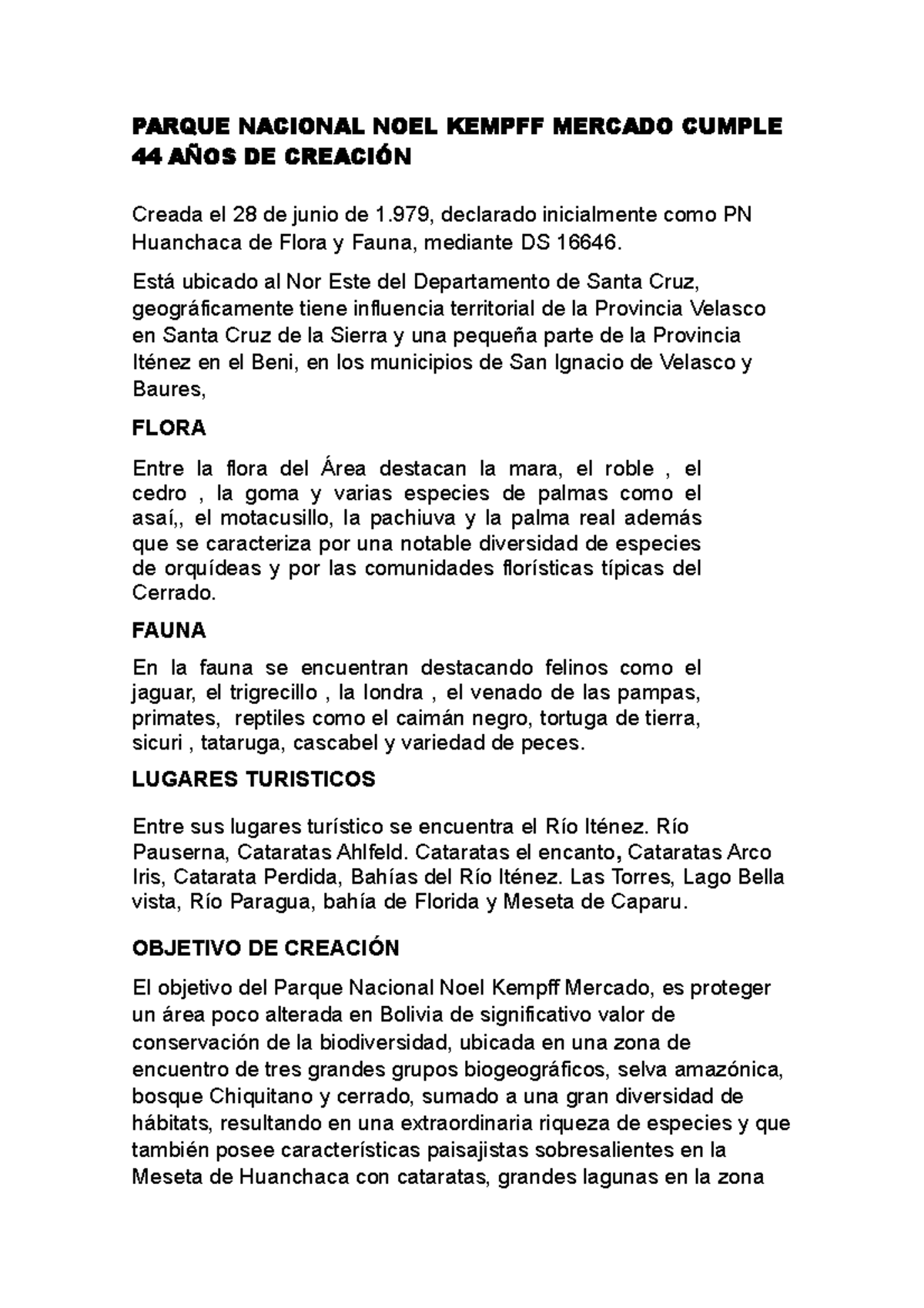 NOEL KEMP. docx - general - PARQUE NACIONAL NOEL KEMPFF MERCADO CUMPLE ...