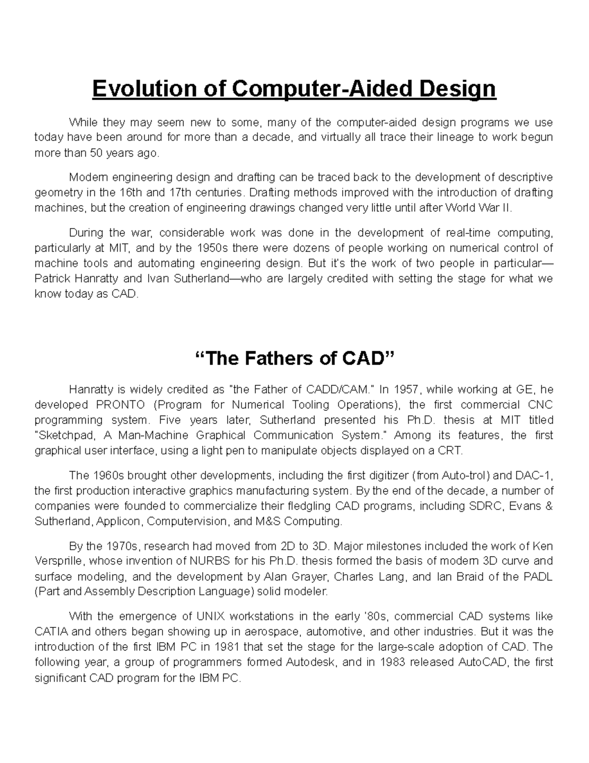 Evolution of Computer-Aided Design - Modern engineering design and ...