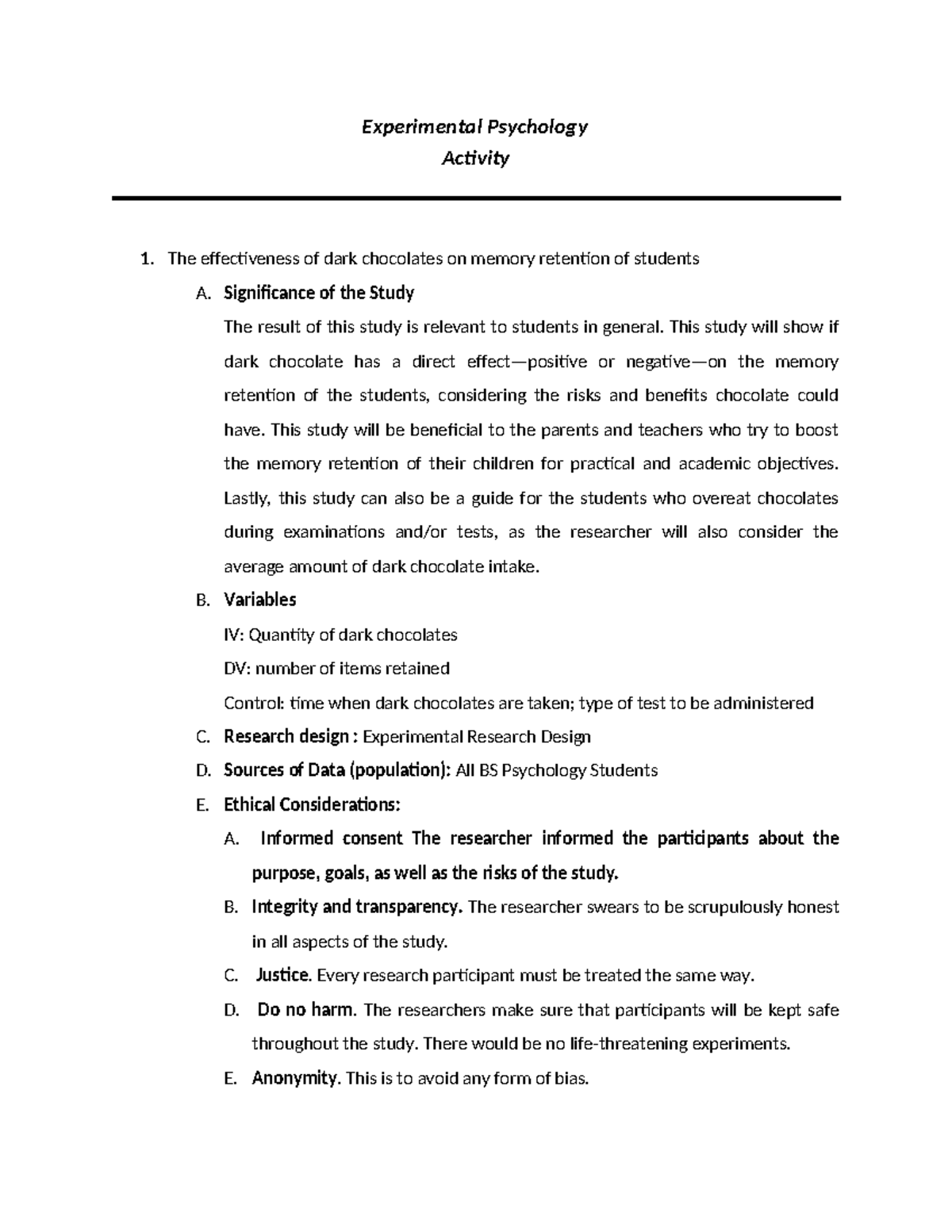 Upload - IV-DV- Experimental Psychology - Experimental Psychology ...