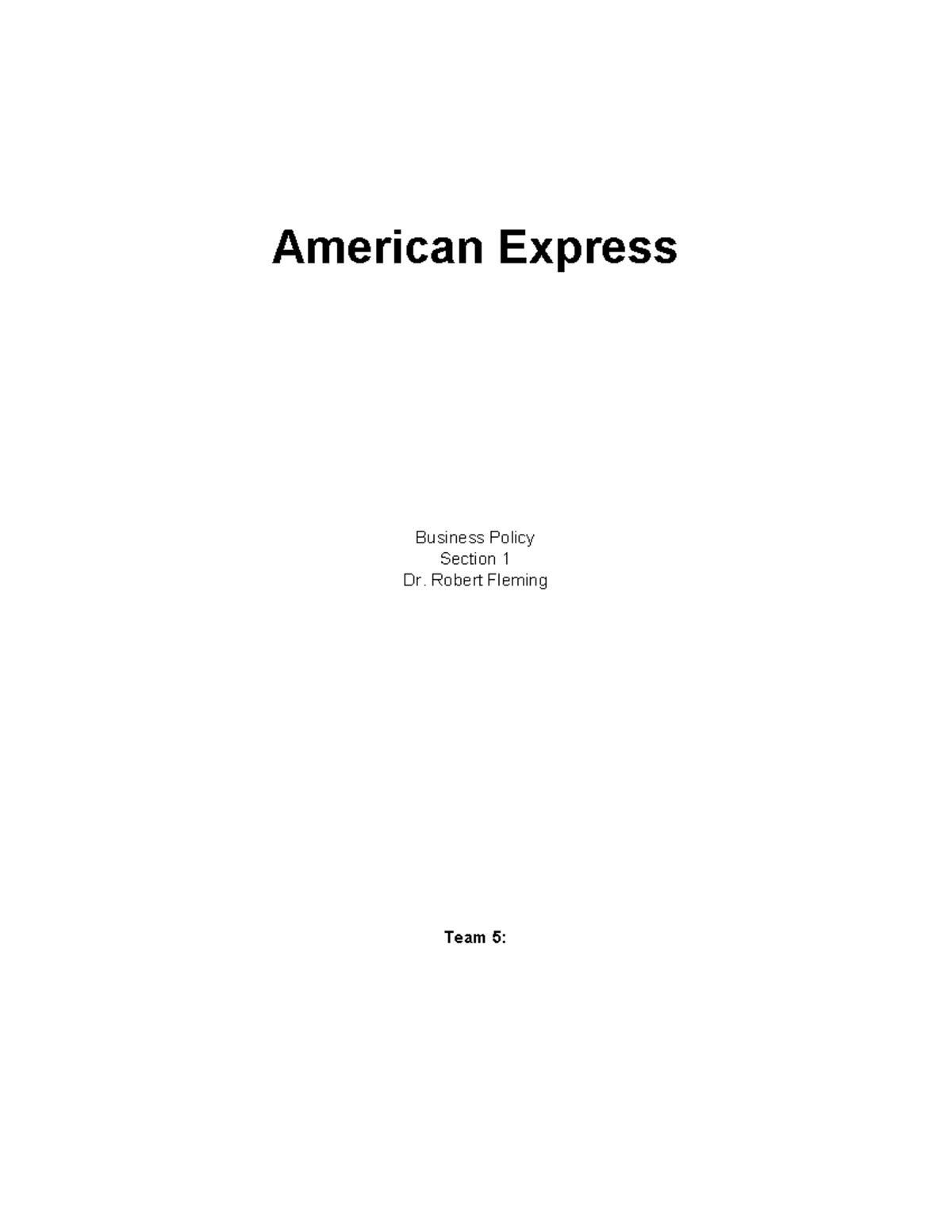 American Express SWOT - Professor Flemming - American Express Business ...