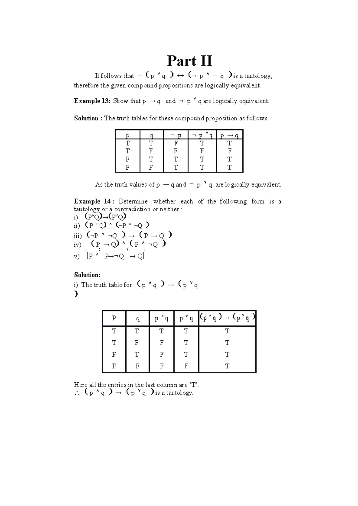 Unit I Discrete Maths Part Ii Propositional Logic And Counting Theory Part Ii It Follows That