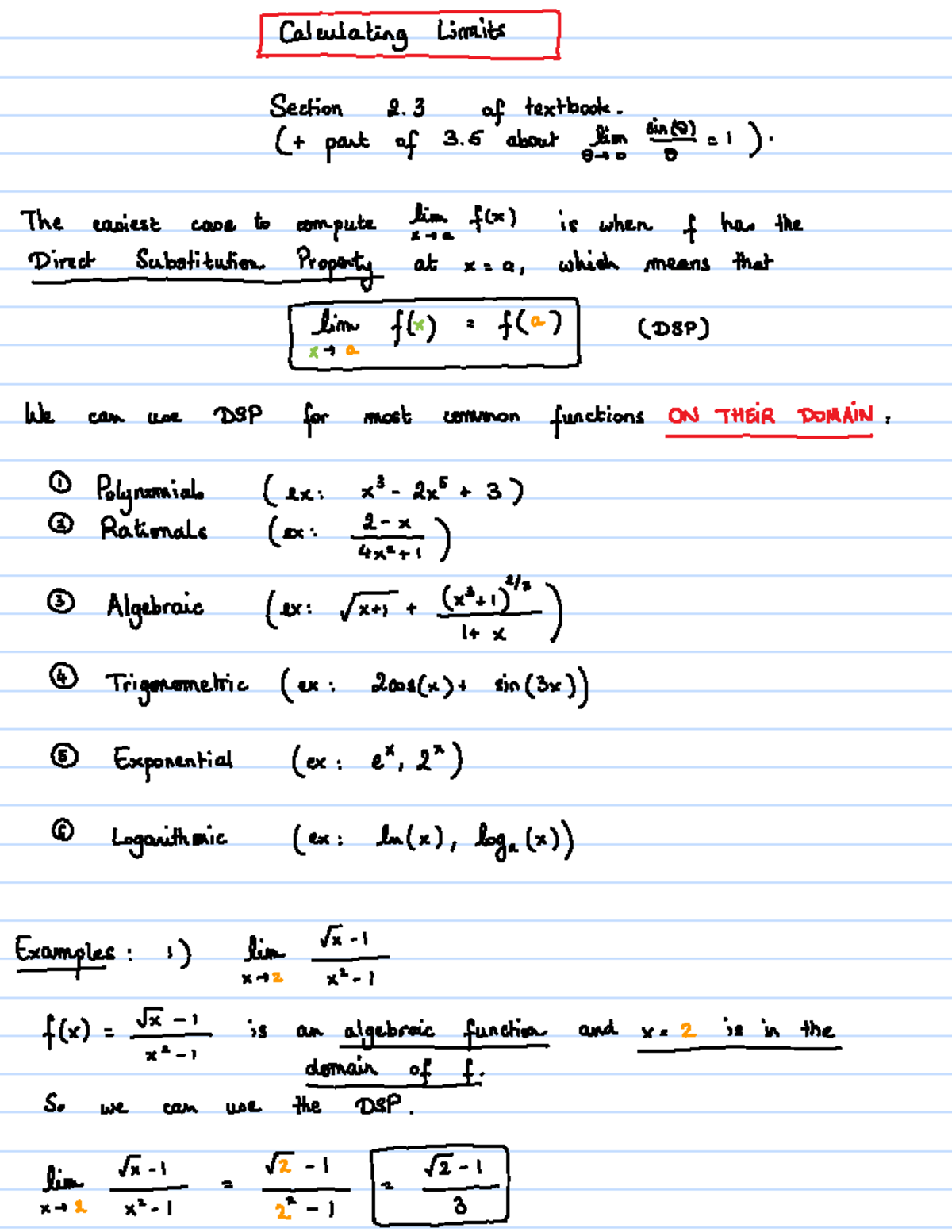 2.3 Calculating Limits - CALC 135 - Studocu