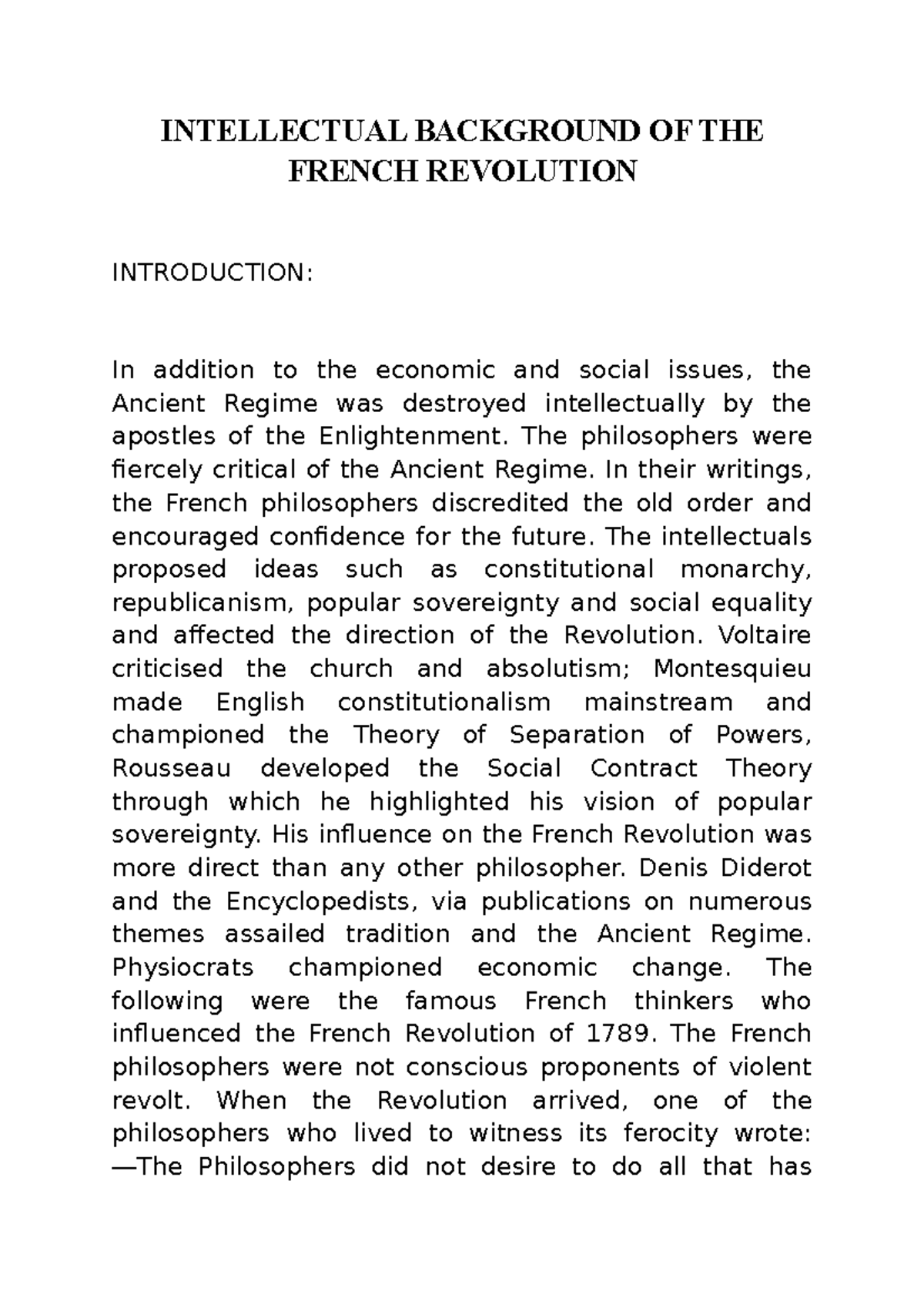 Intellectual Background OF THE French Revolution - INTELLECTUAL ...