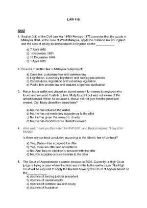 Business Law - LAW416 - UiTM - Studocu