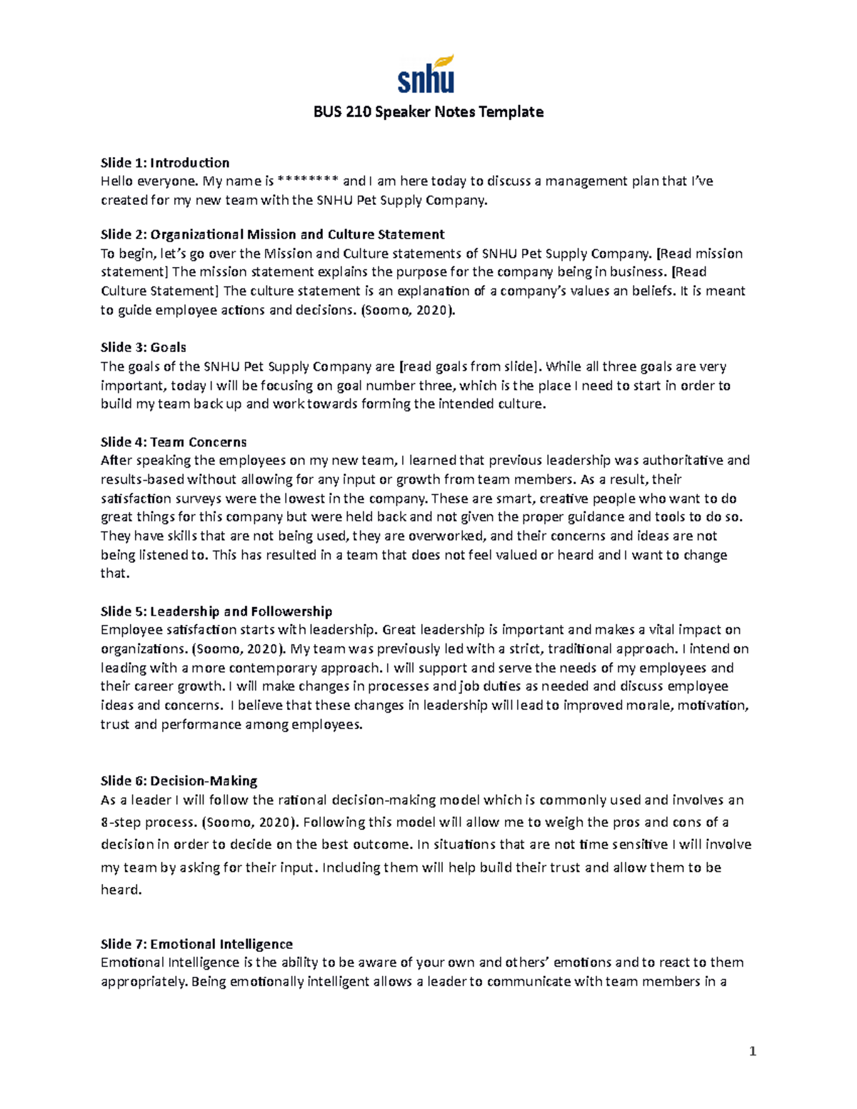 Module 7 Power Point Notes - BUS 210 Speaker Notes Template Slide 1 ...