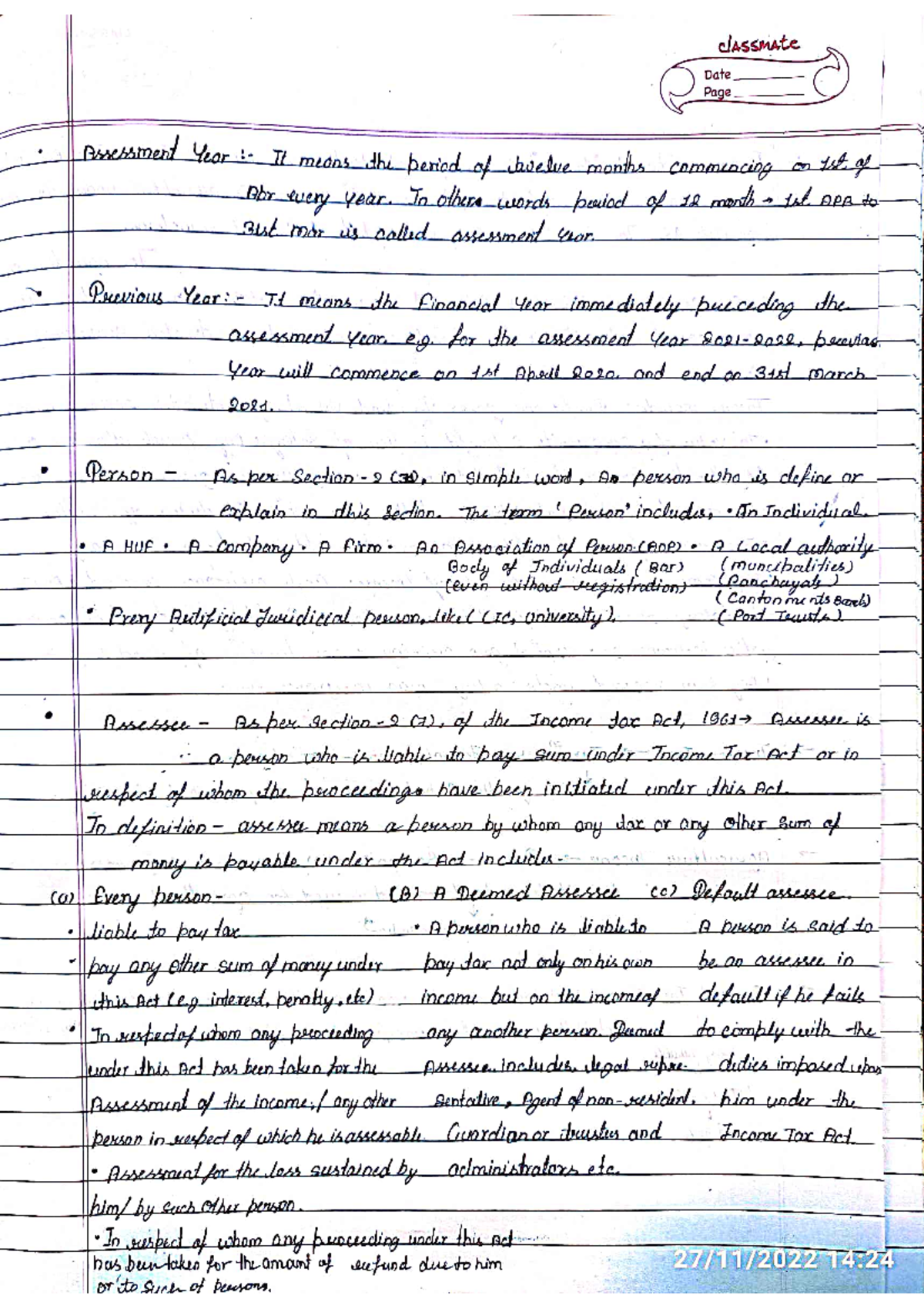 Income tax - Income tax act - Studocu