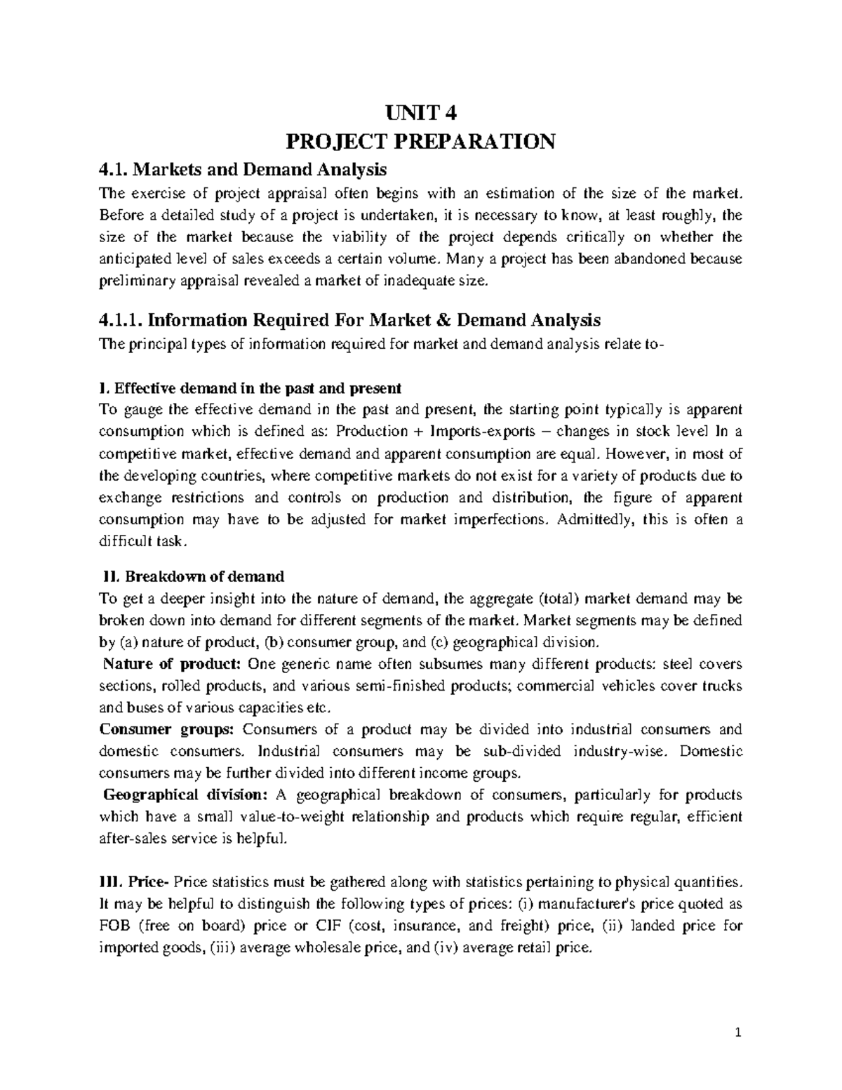 UNIT FOUR Project Managementthechnical and Financial Analysis - UNIT 4 PROJECT PREPARATION 4 ...