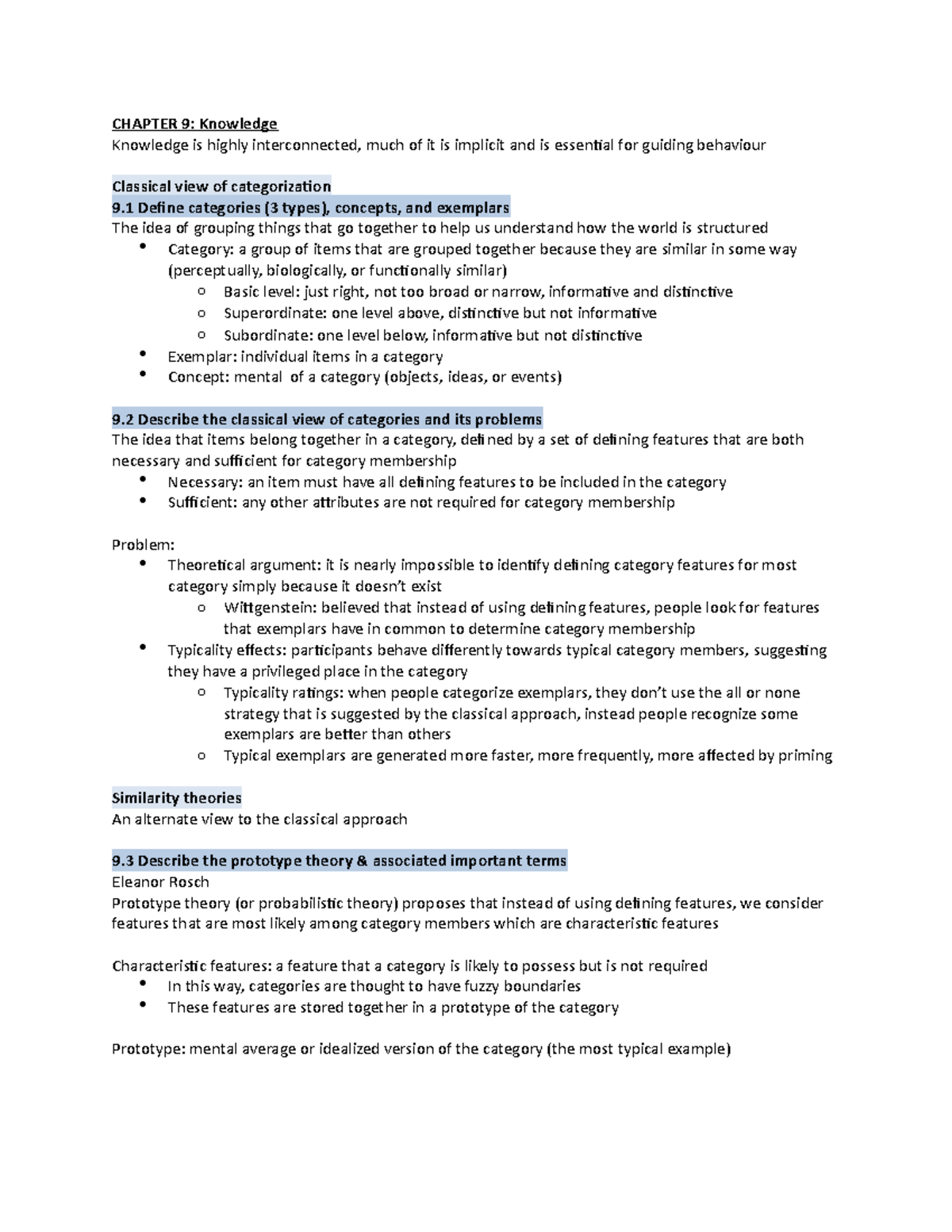 Chapter 9 - PSY270 - CHAPTER 9: Knowledge Knowledge is highly interconnected, much of it is ...