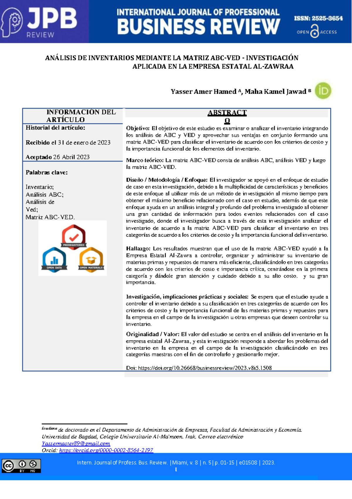 Análisis DE Inventarios Mediante LA Matriz ABC - Intern. Journal of ...