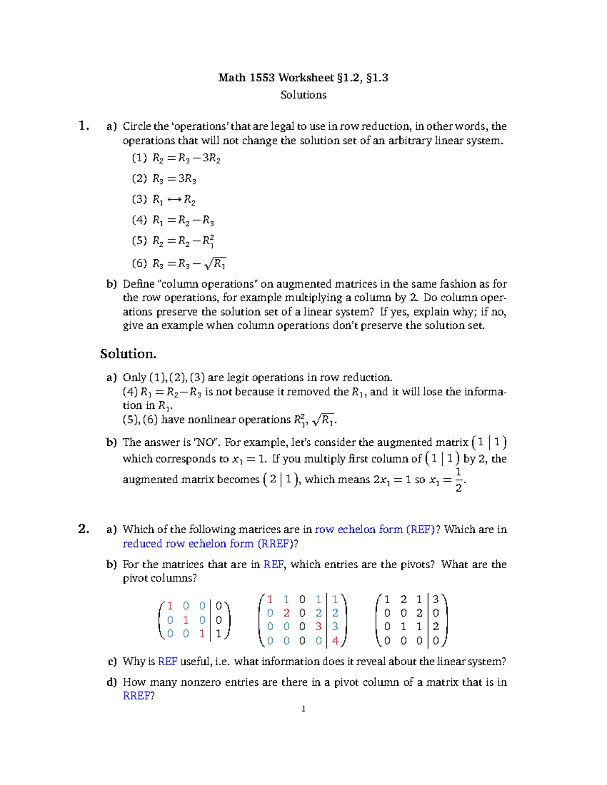 Worksheet 2-solutions - MATH 1553 - Georgia Tech - Studocu