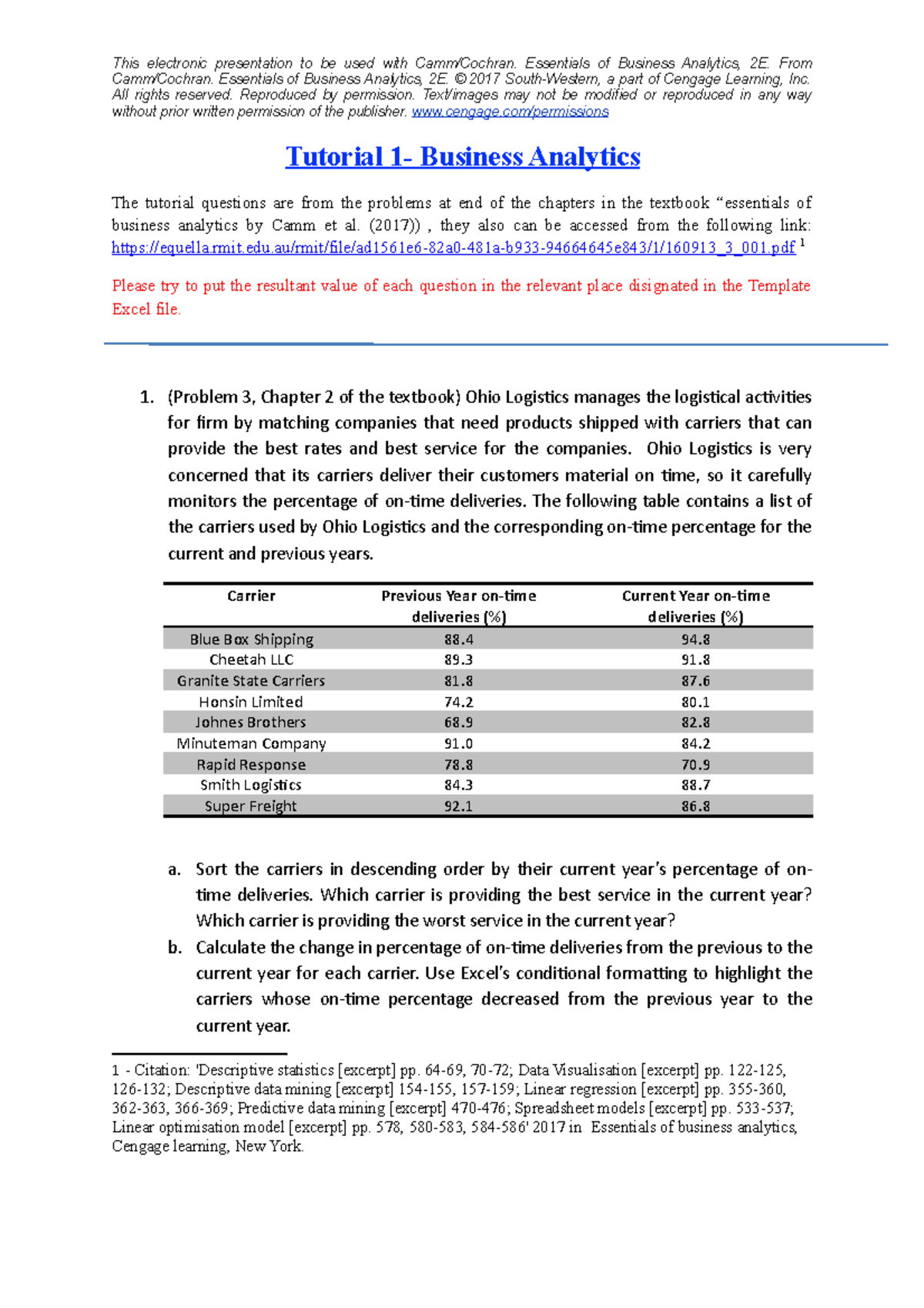 Tutorial 1 (Chapter 2) - Questions-1 - Cochran. Essentials of Business ...