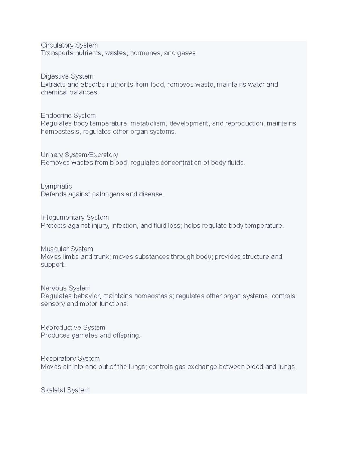 11 BODY Systems - Circulatory System Transports nutrients, wastes ...