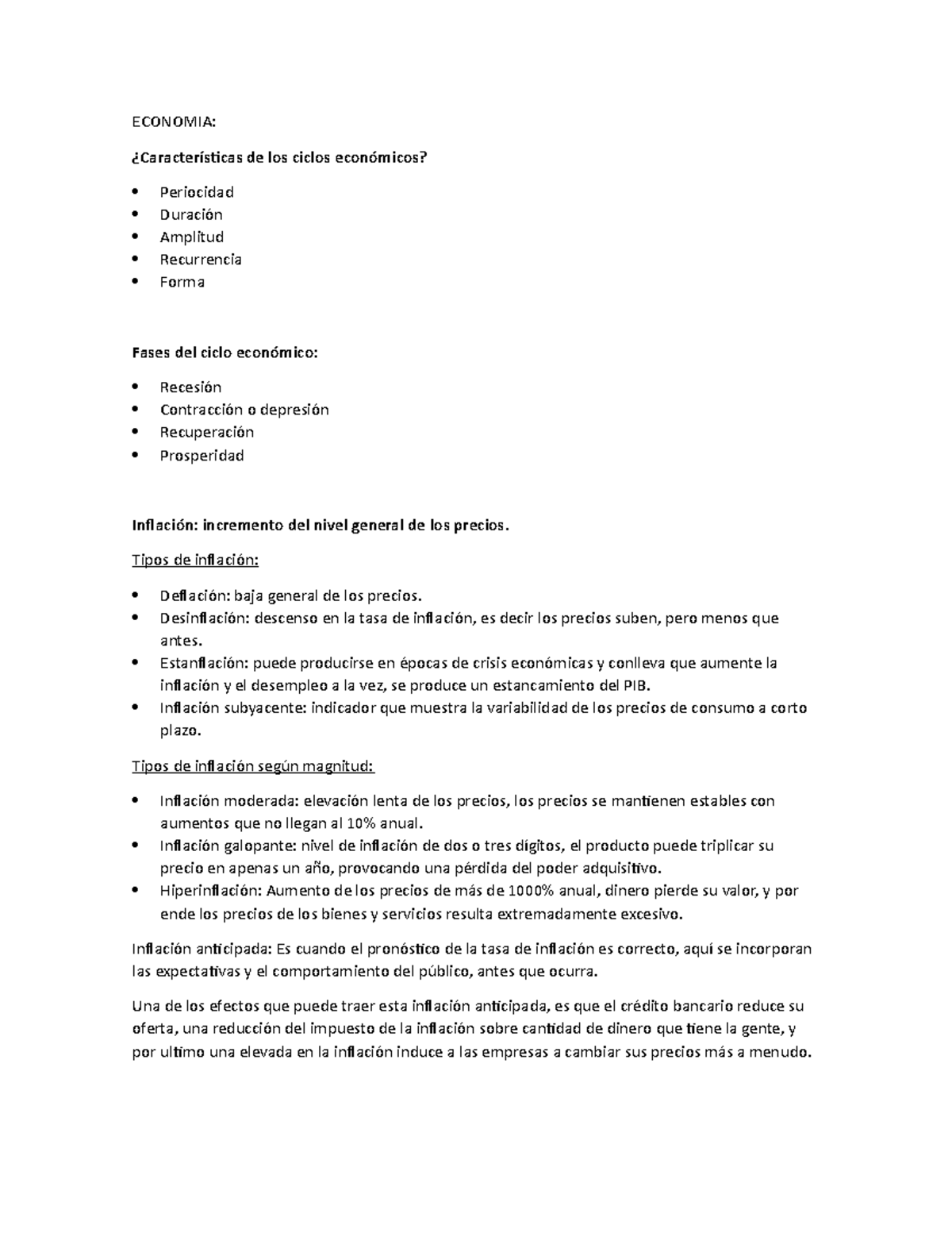 Economia - ciclos economico - ECONOMIA: ¿Características de los ciclos ...