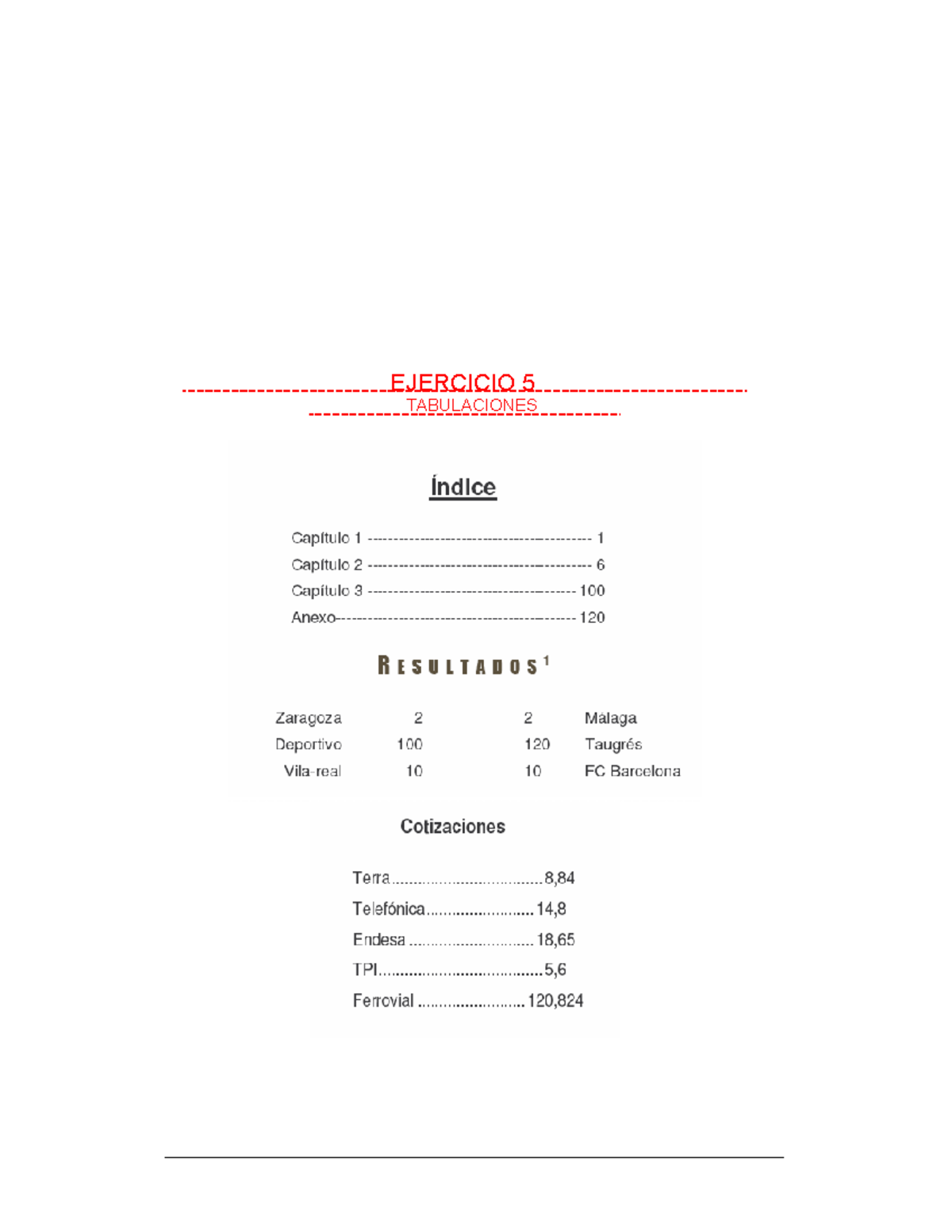Practica 2 Ofimatica - INTERNET - EJERCICIO 5 TABULACIONES Objetivo ...