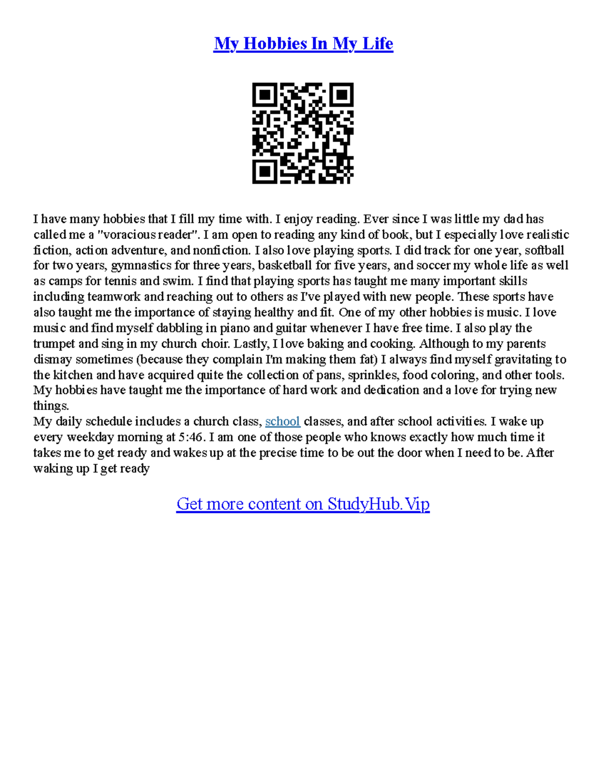 My Hobby Essay My Hobby Essay - My Hobbies In My Life I have many ...