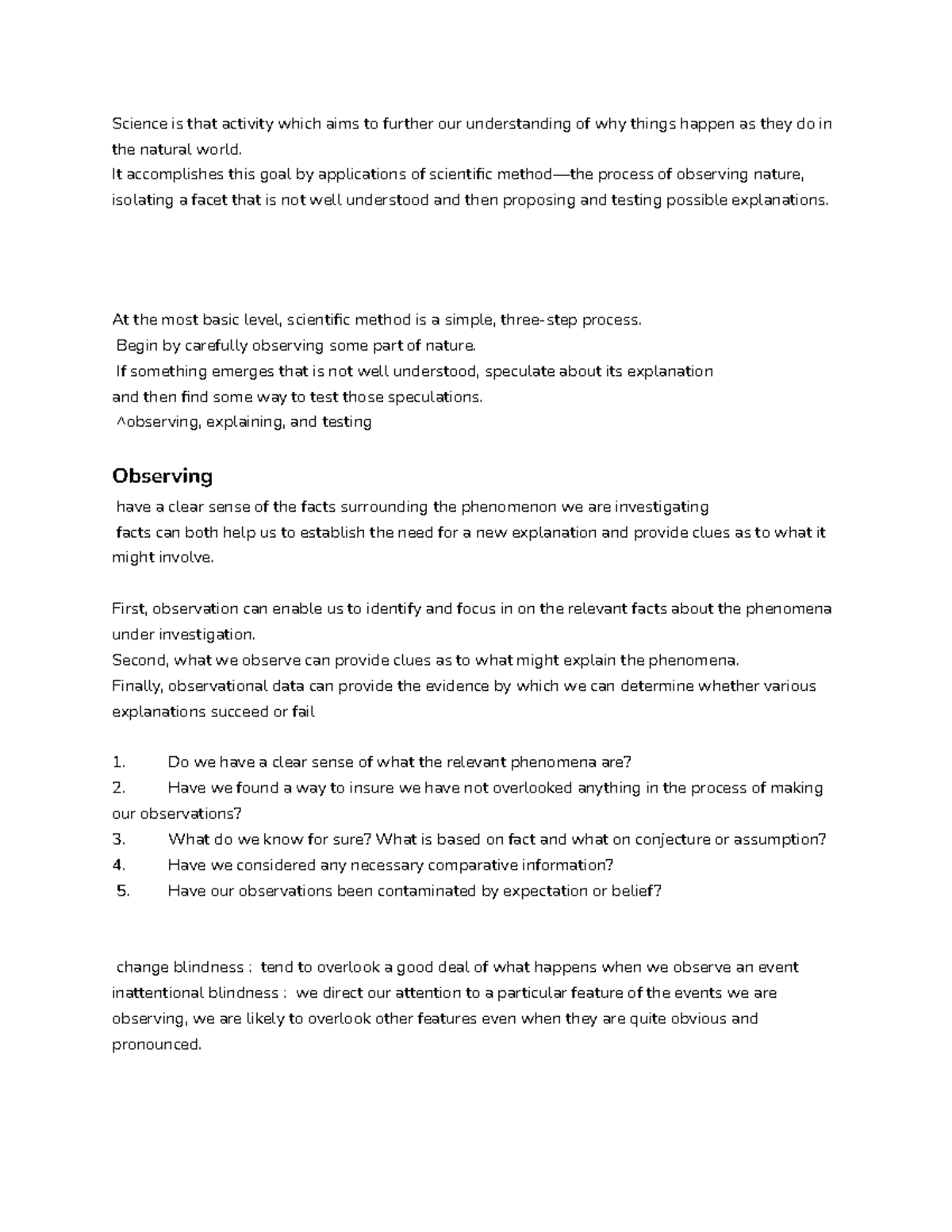 Hsitbnotes - cxdsa - Science is that activity which aims to further our ...