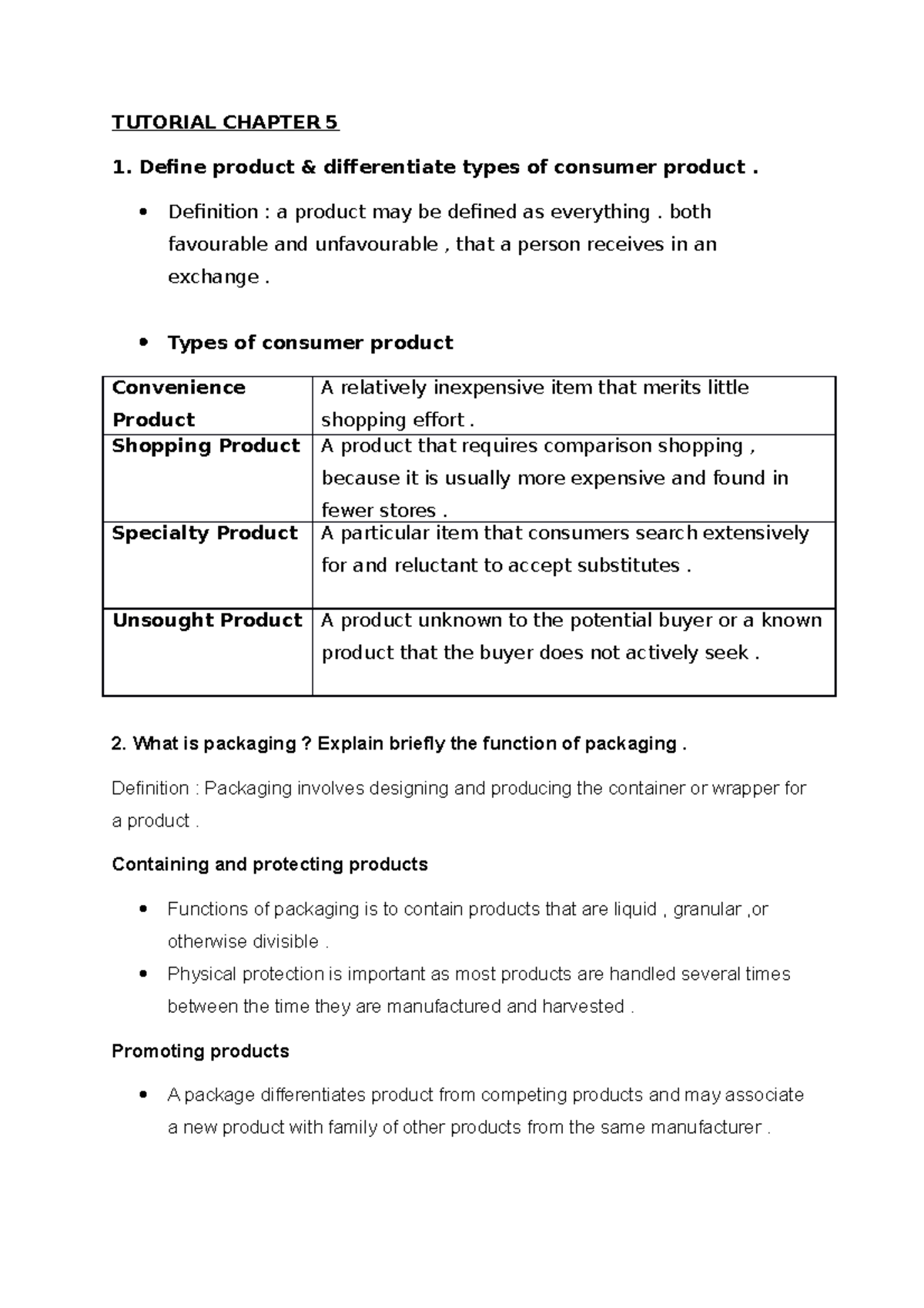 Tutorial Chapter 5 - Fundamenntal Of Marketing - UTM - Studocu