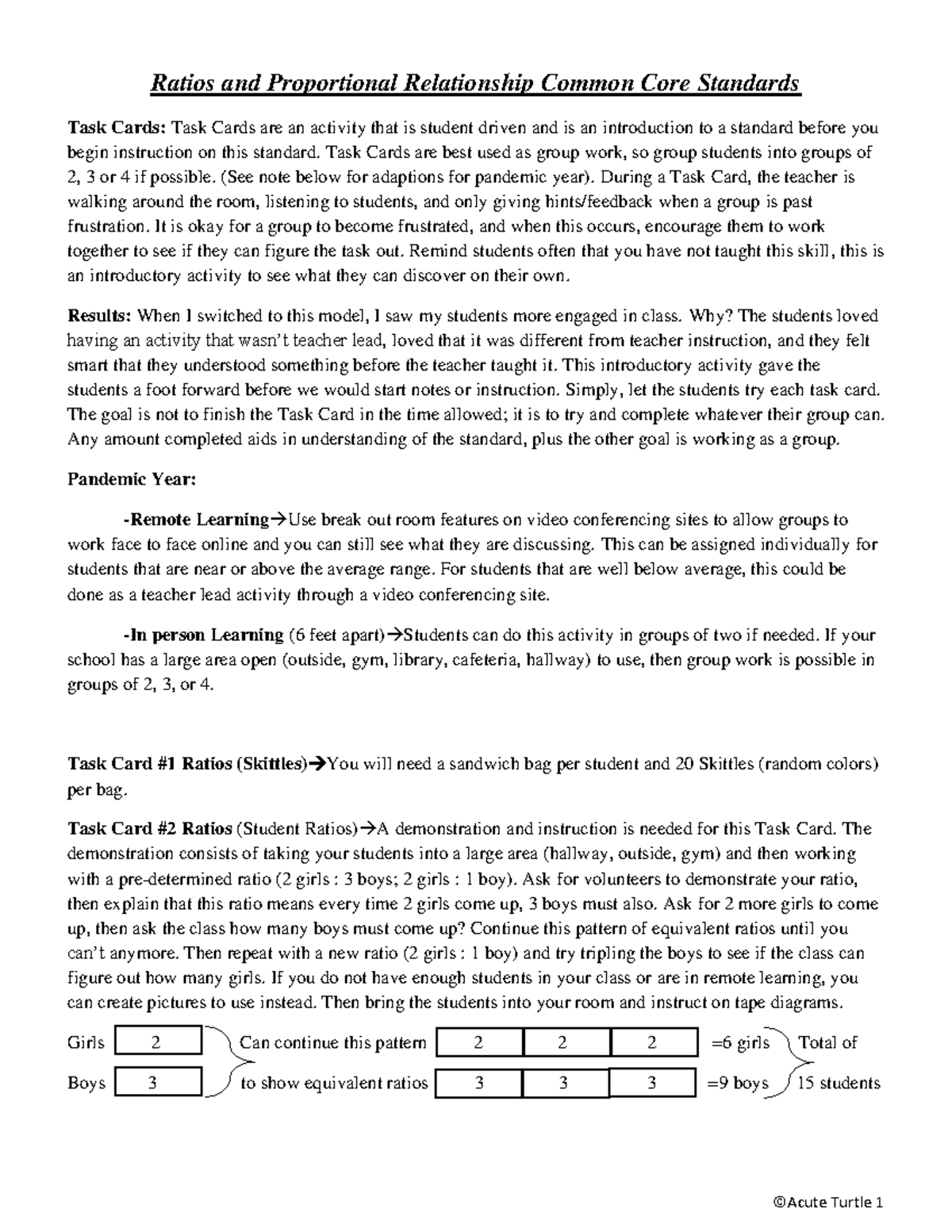 Ratiosand Rates Activities Equivalent Ratios Unit Rate Percent Middle ...