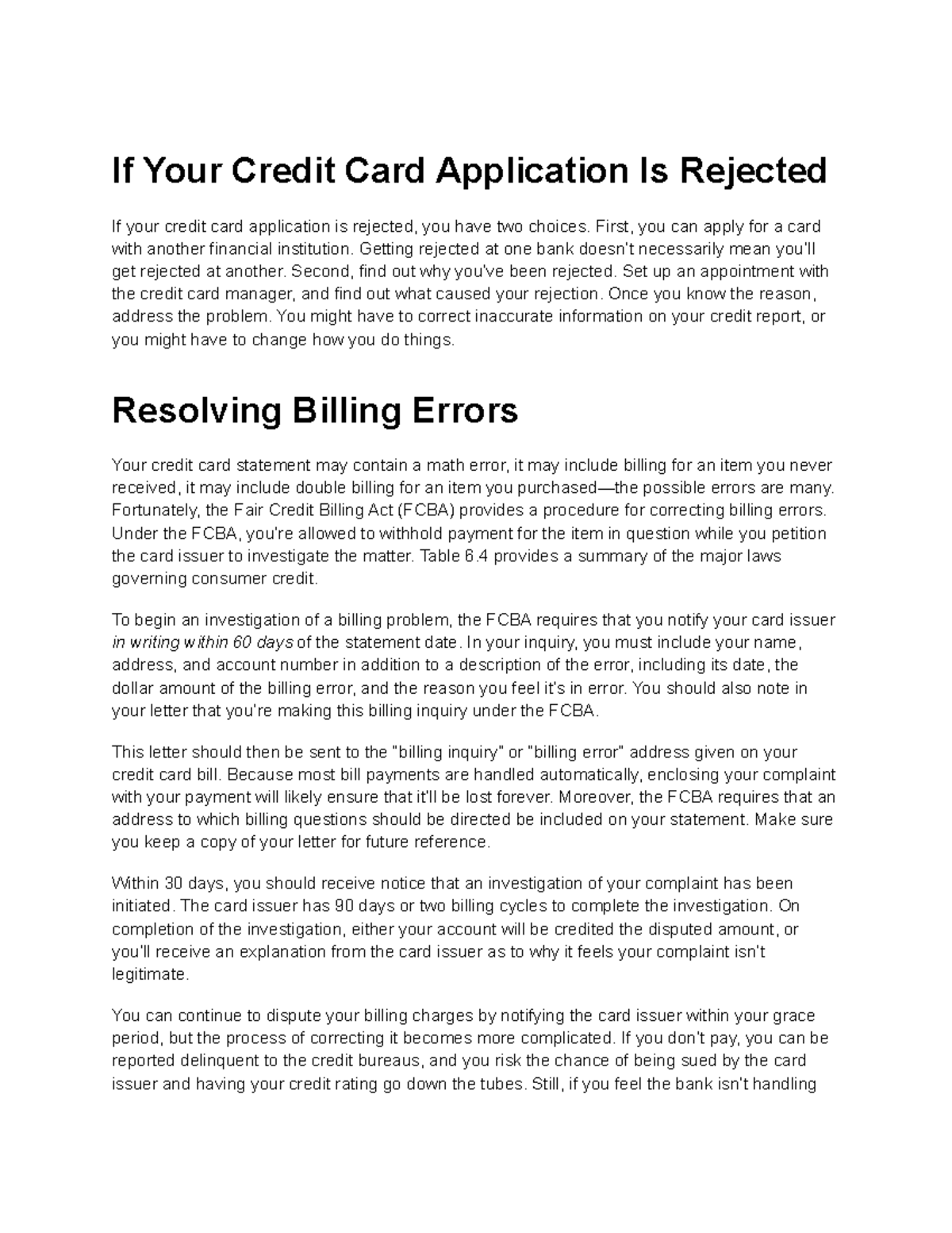 Intro to finance week 13 pt - If Your Credit Card Application Is ...