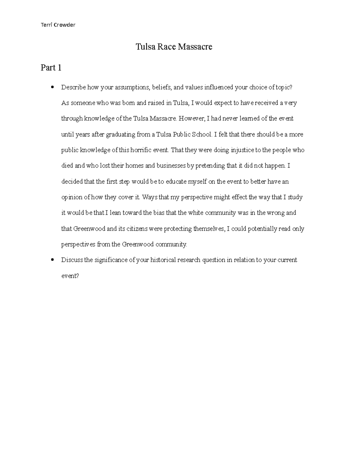 TRM- WEEK 7 - week 7 update essay trail of tears - Terri Crowder Tulsa ...