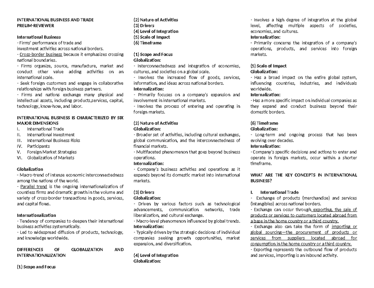 International Business AND Trade - INTERNATIONAL BUSINESS AND TRADE ...