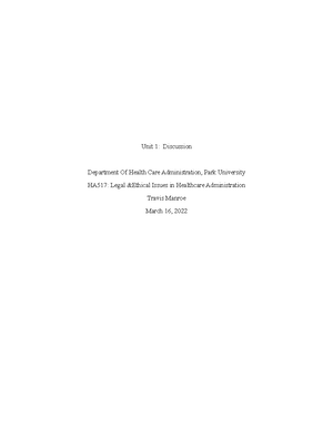 Unit 2 Application assignments - Unit 2: Application Assignment Department Of Health Care - Studocu