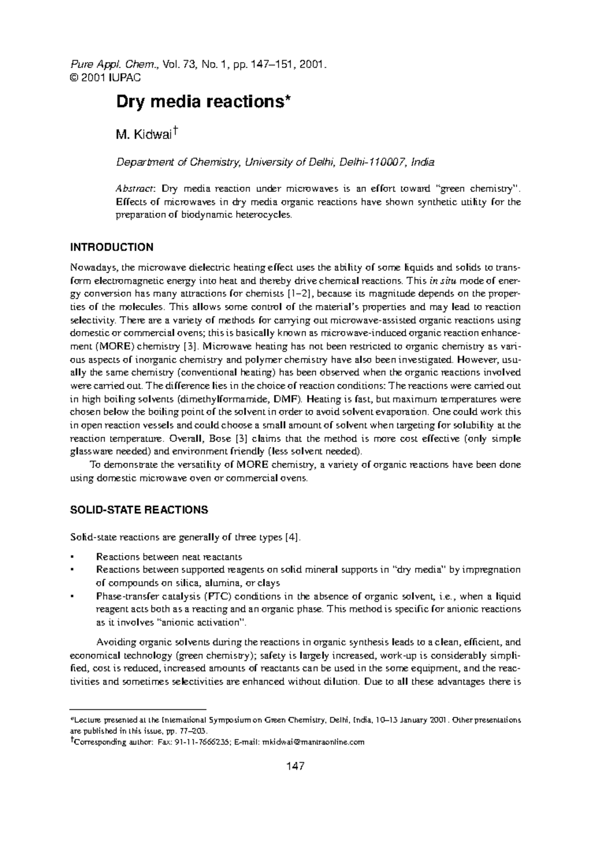 Drymedia reactions - research article - Pure Appl. Chem., Vol. 73, No ...