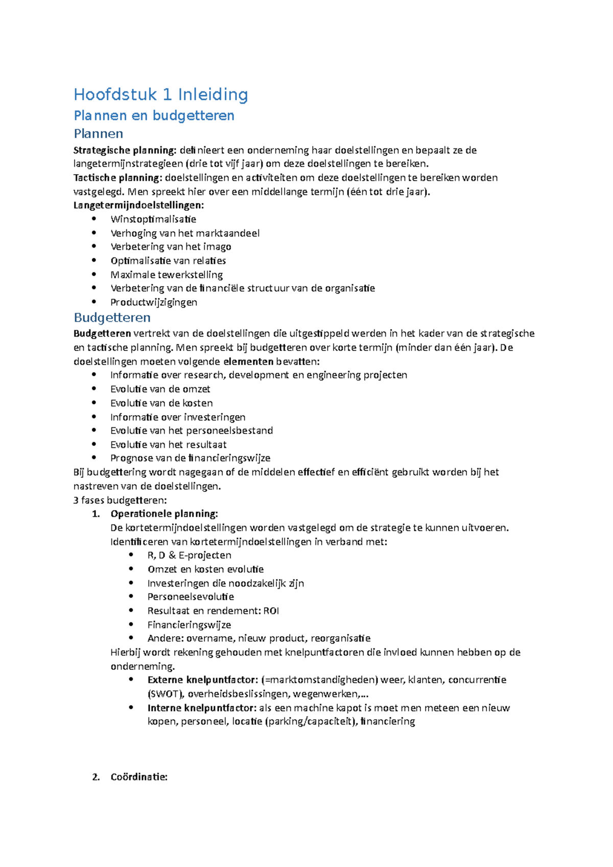 Hoofdstuk 1 Inleiding - Samenvatting Budgettering en Budgetcontrole ...