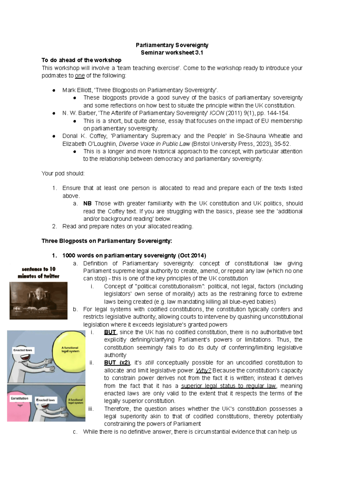 LSI Seminar - Parliamentary Sovereignty - Parliamentary Sovereignty ...