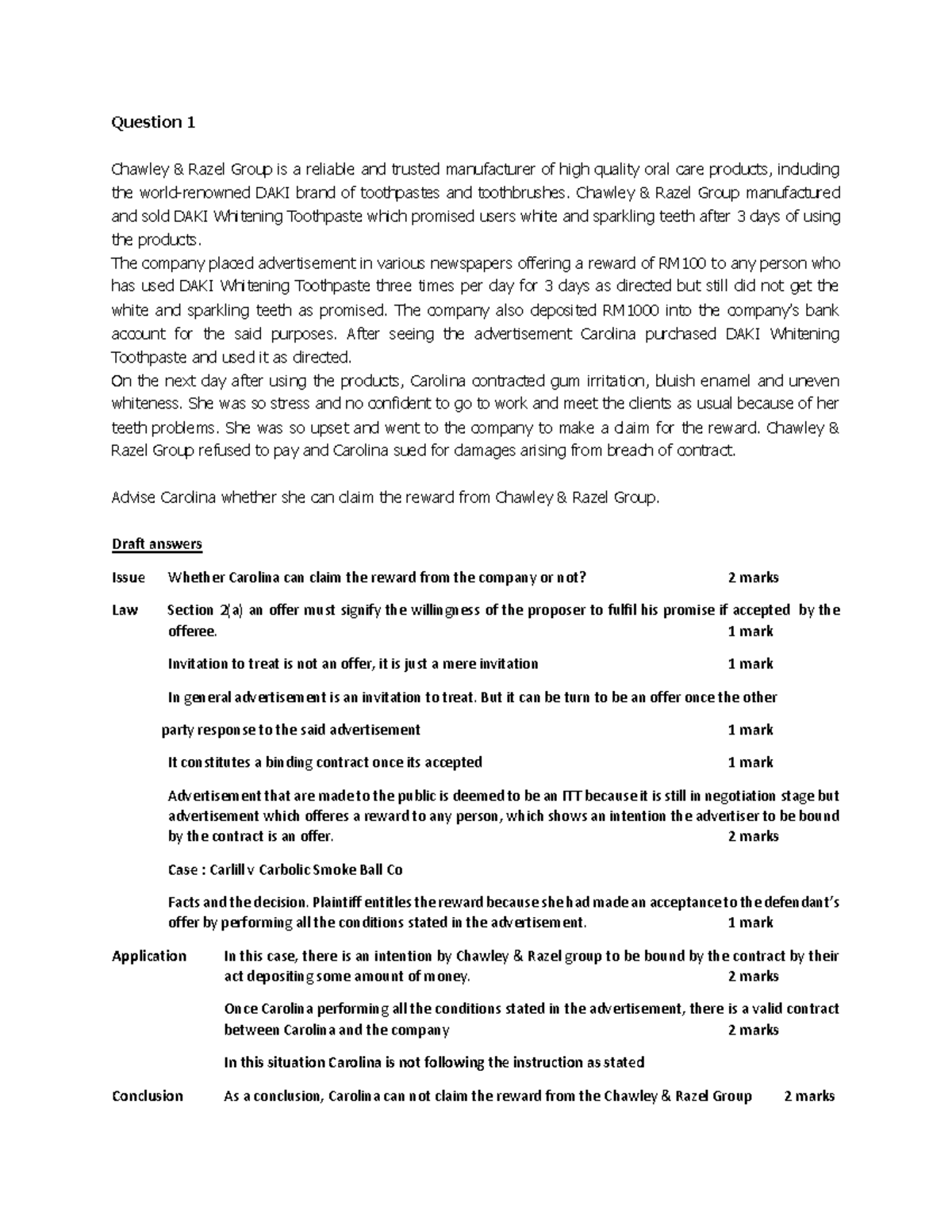 Contoh Soalan ILAC - Question 1 Chawley & Razel Group is a reliable and ...