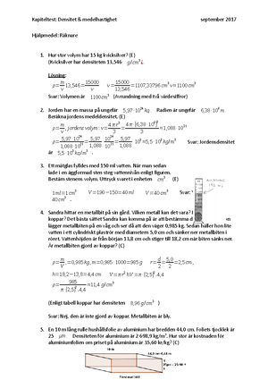 Fysik- Laboration Densitet - Labbrapport densitet Syfte Att beräkna ...