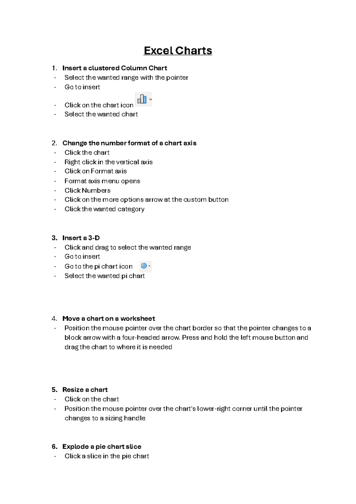 Sam Cengage Summary Demo Excel Charts Insert A Clustered Column Chart Select The Wanted Range
