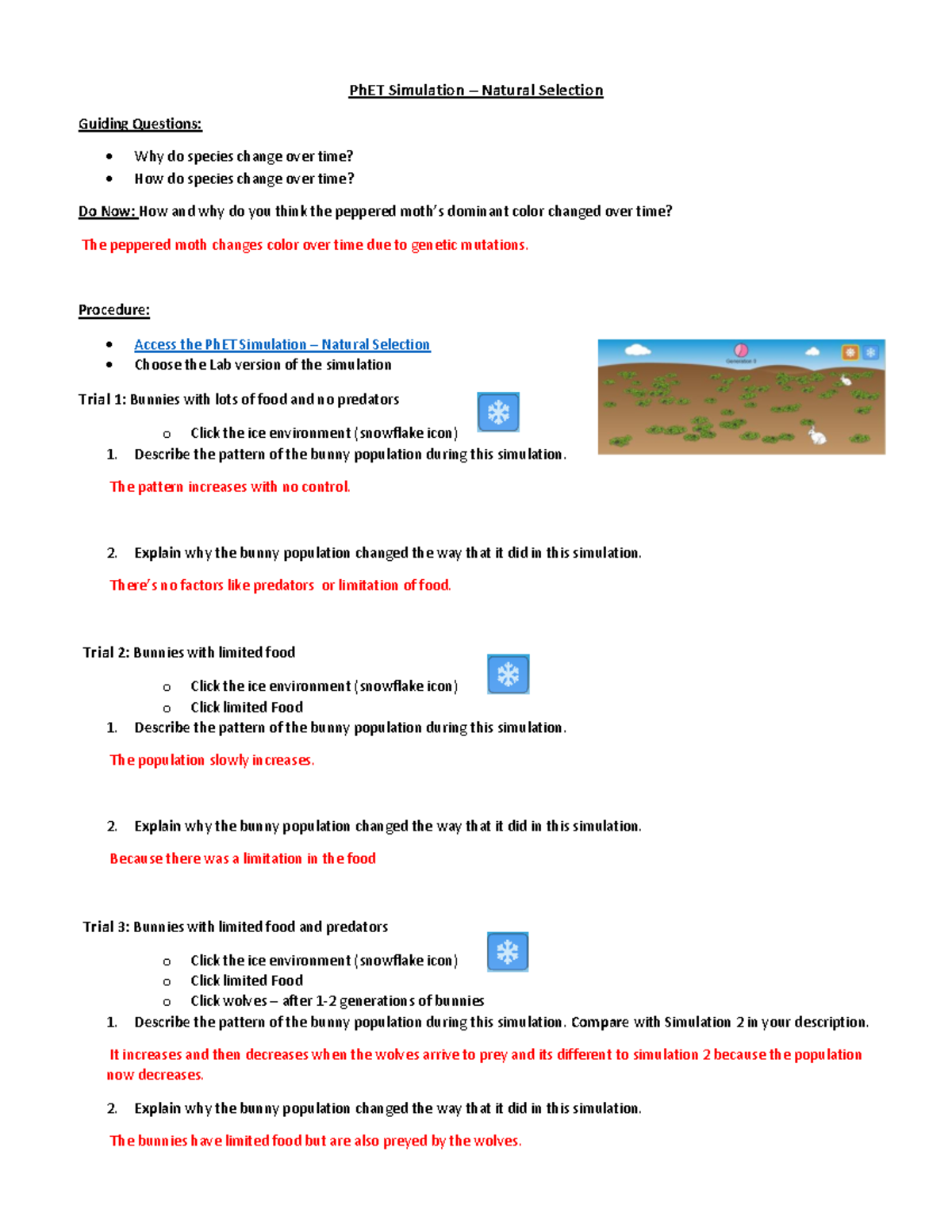 NSA - APES - PhET Simulation – Natural Selection Guiding Questions ...