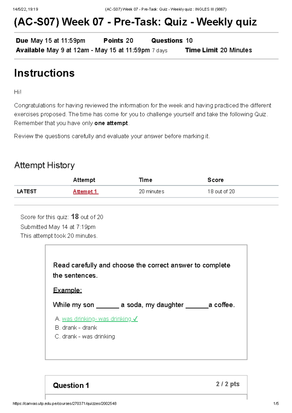 (AC-S07) Week 07 - Pre-Task Quiz - Weekly quiz Ingles III (9867) - (AC-S07) Week 07 - Pre-Task ...
