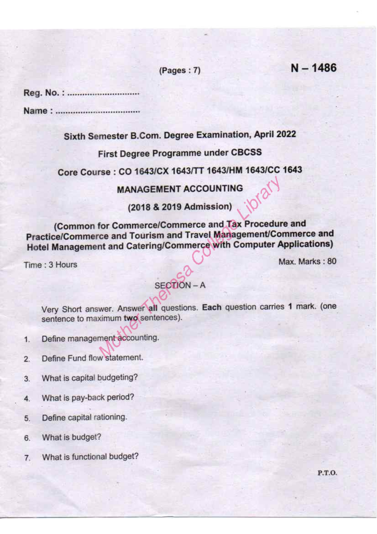 Management Accounting - bcom finance - Studocu