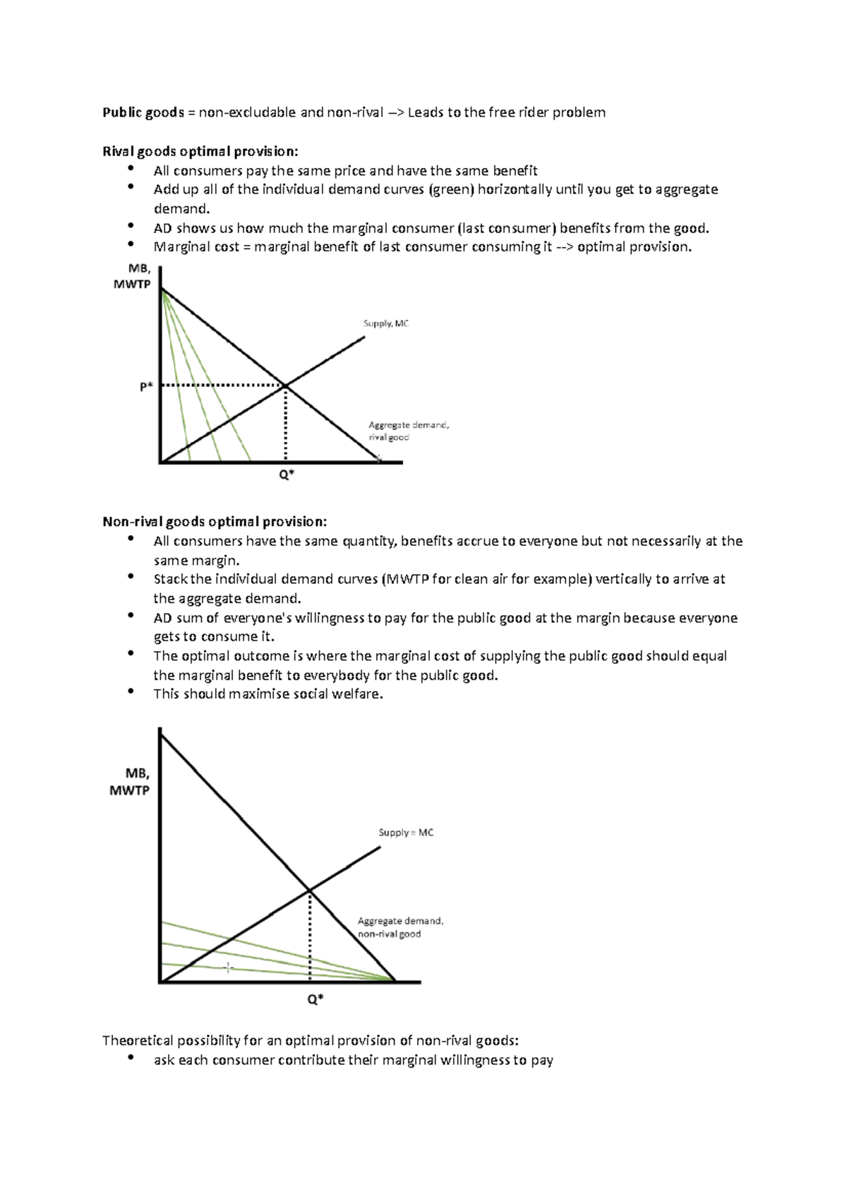 ECOS3013 - lecture 5 - Public goods = non-excludable and non-rival ...