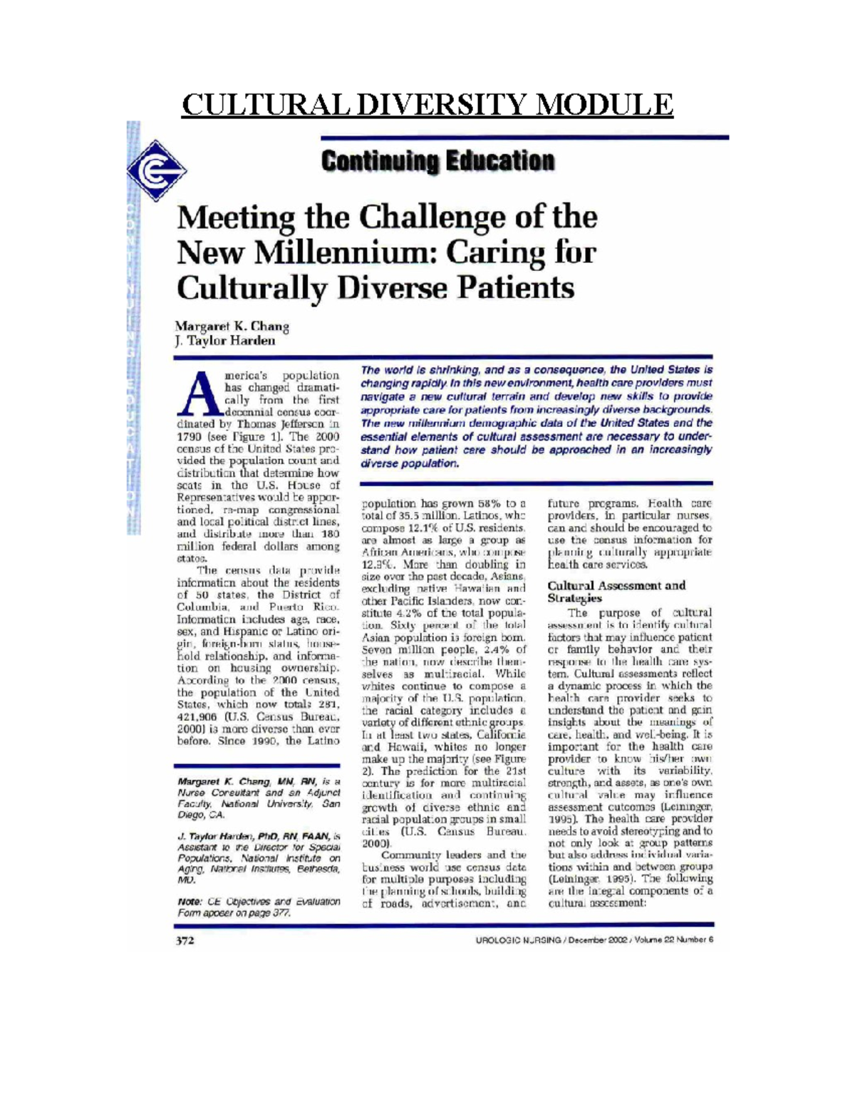 Cultural Diversity - for free - MSCI 301 - CULTURAL DIVERSITY MODULE ...