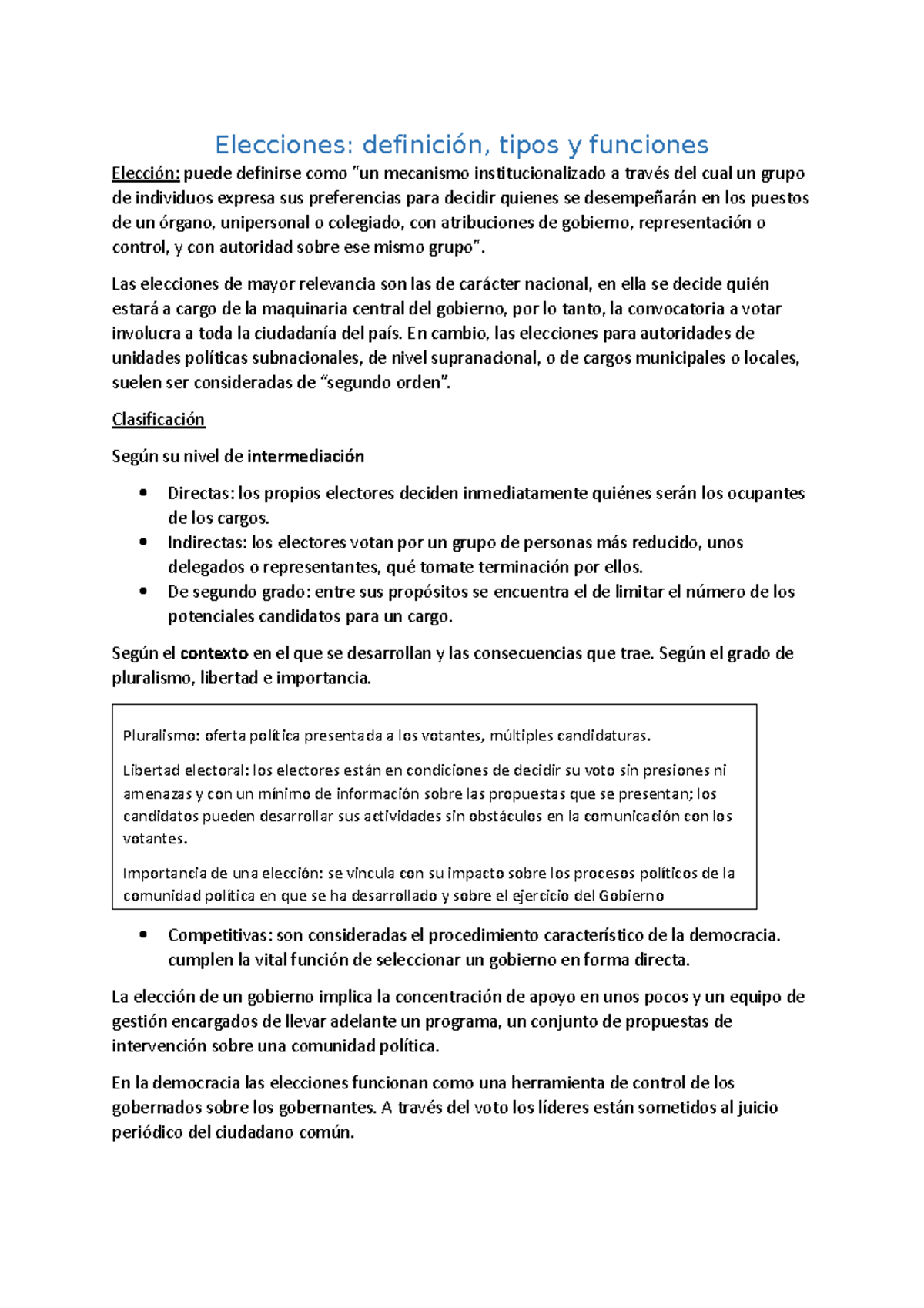 Documento 20 - elecciones - Elecciones: definición, tipos y funciones ...